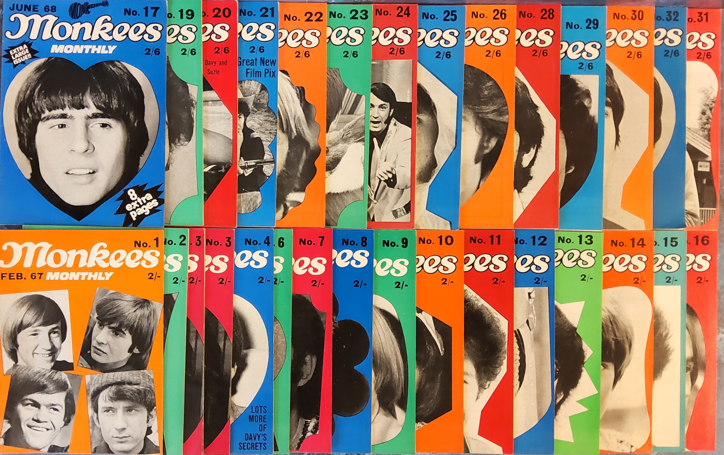 Twenty-nine MONKEES MONTHLY magazines published by Beat Publications ...