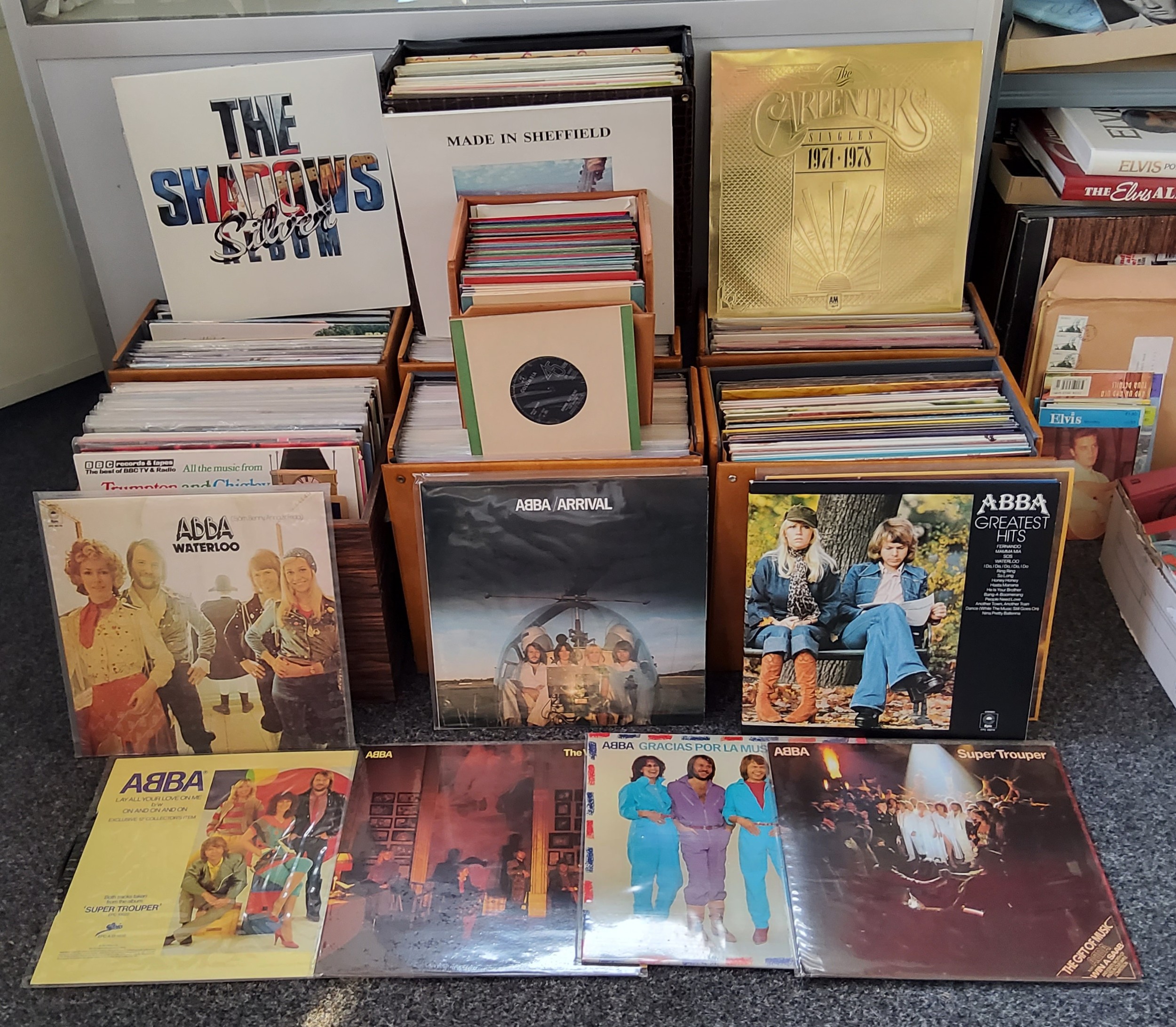 Vinyl - Nine boxes of 1960's and later records including ABBA, The ...