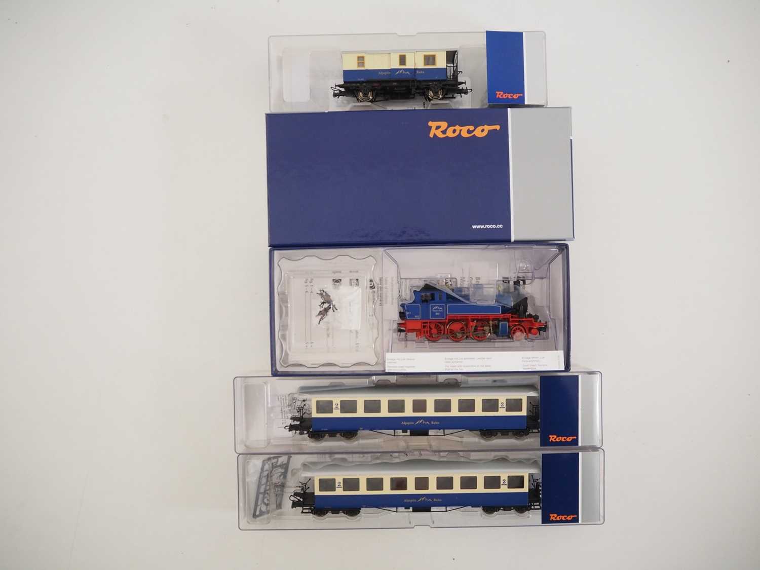 A group of ROCO HO gauge German outline rolling stock comprising a ...