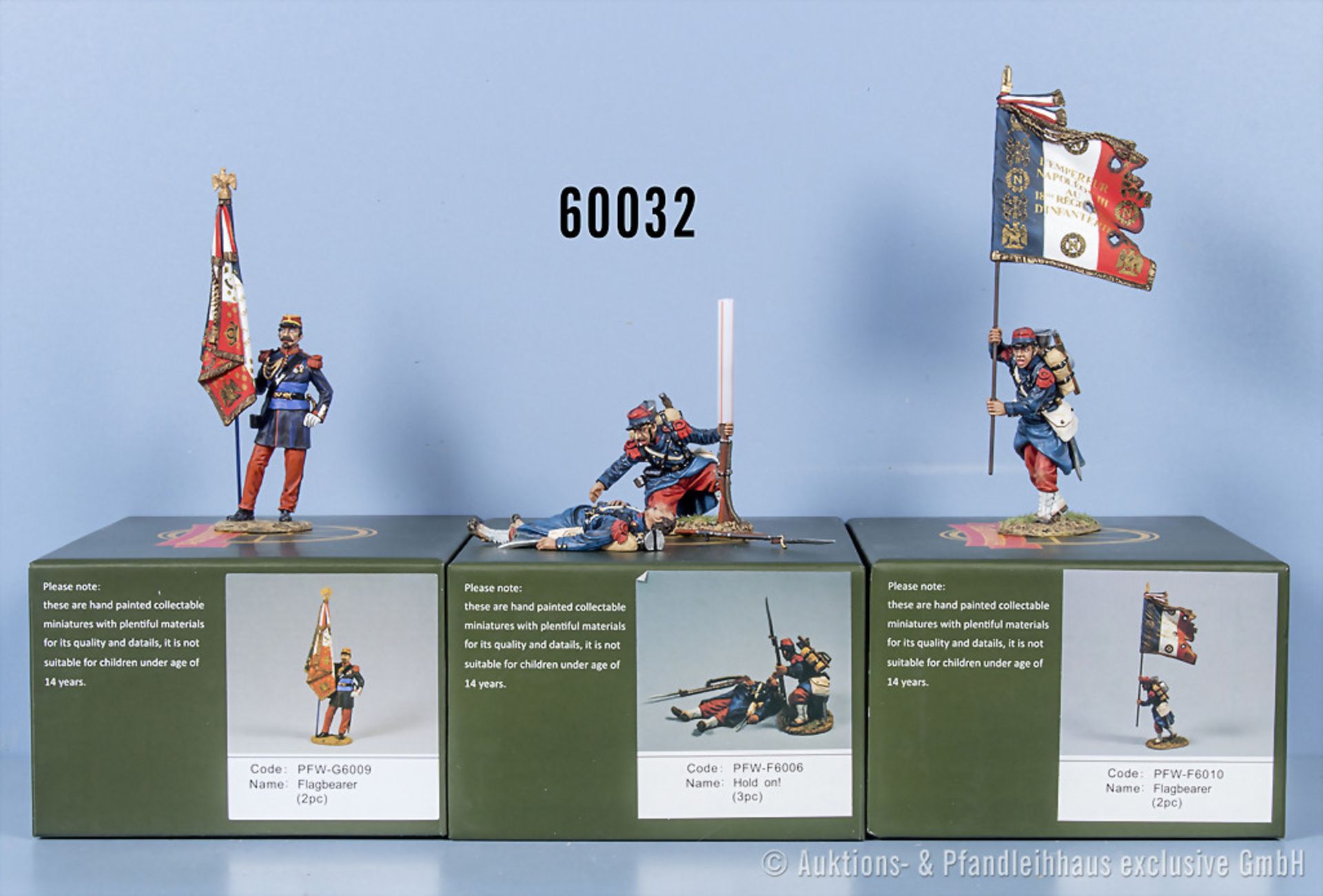 3 Team Miniatures Figuren, versch. Darstellungen, PFW-F6010 Flagbearer ...