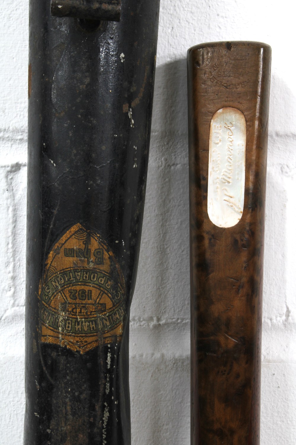Early 20th century J.P Mannock walnut and ebony snooker cue, also ...