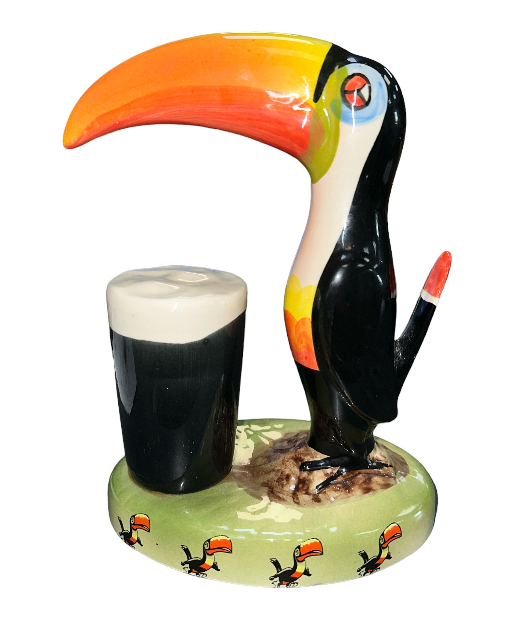 Carlton Ware (later) hand painted ceramic Guinness Toucan lamp base ...