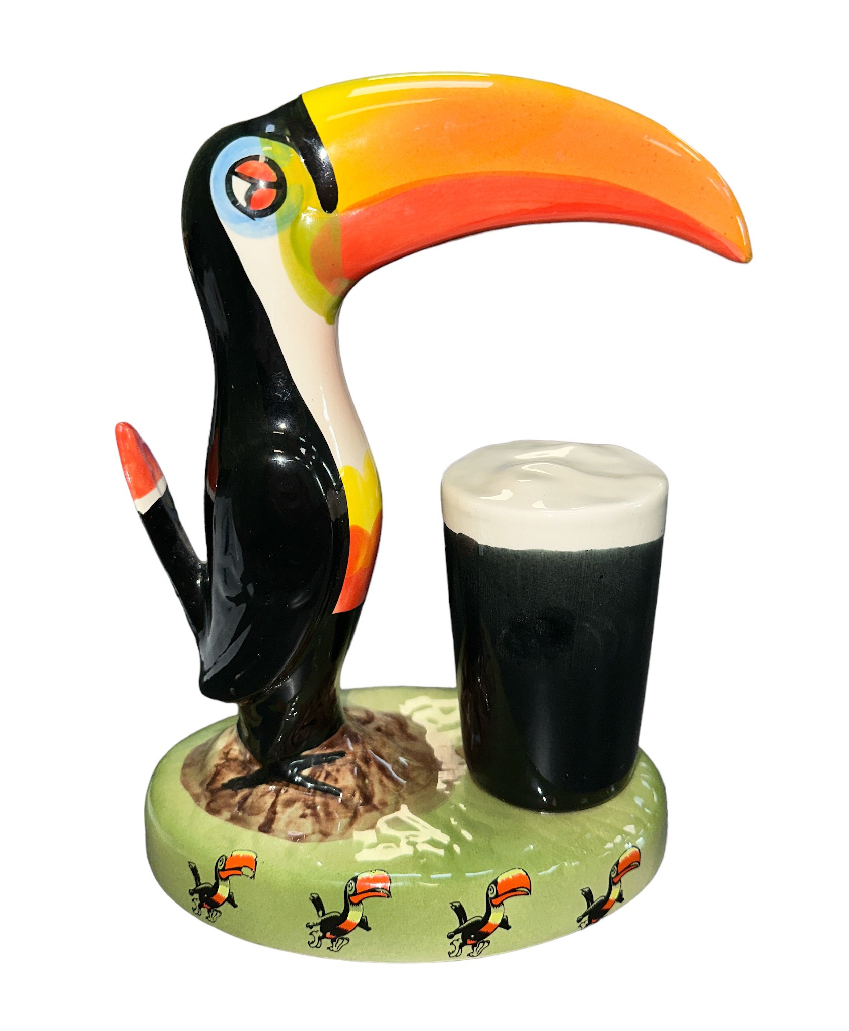 Carlton Ware (later) hand painted ceramic Guinness Toucan lamp base ...