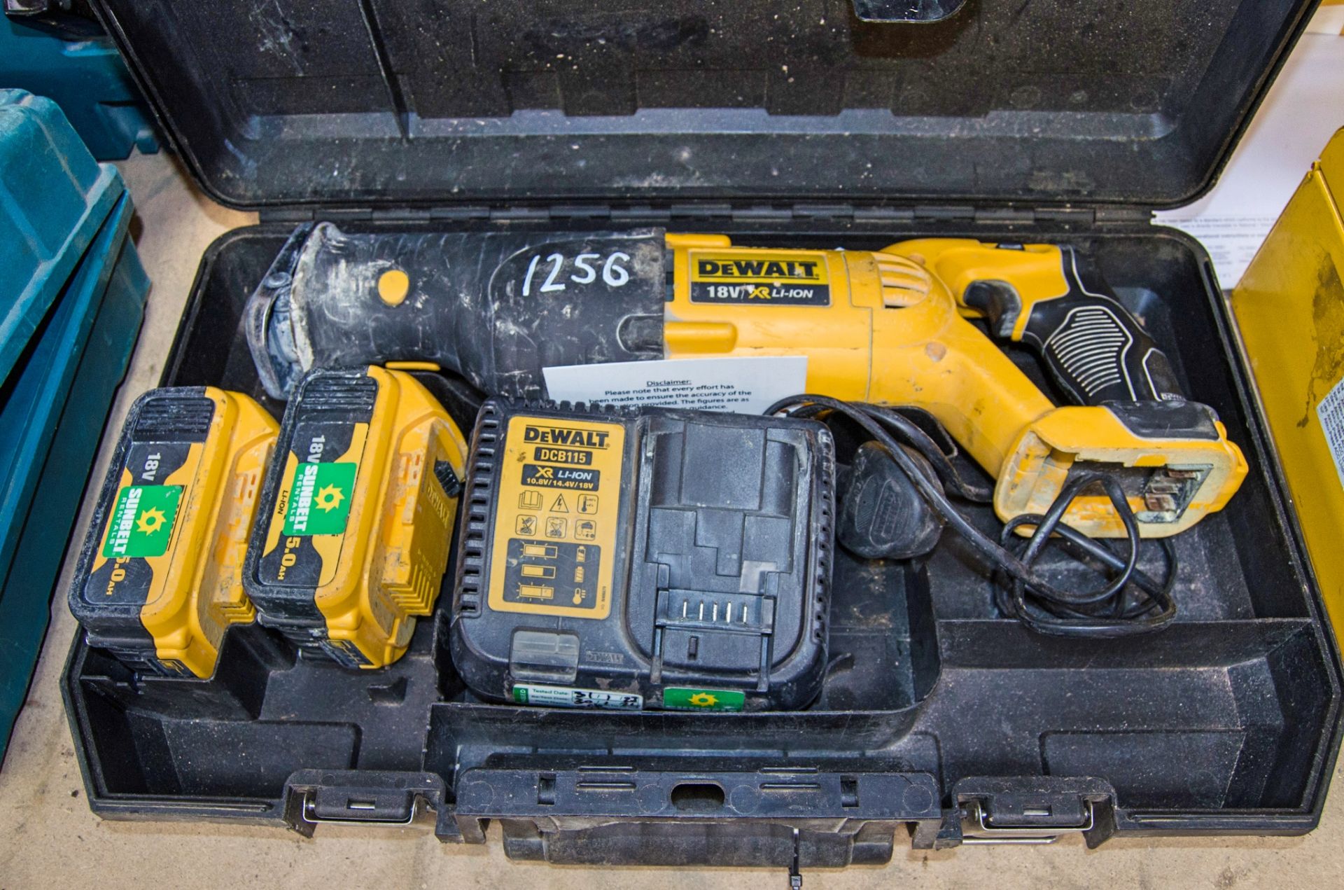 Dewalt DCS380 18v cordless reciprocating saw c/w 2 batteries, charger ...