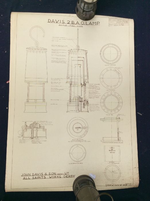 Two Eccles/ 'Davy' miner's lamps with John Davis & Sons Derby Ltd, All ...