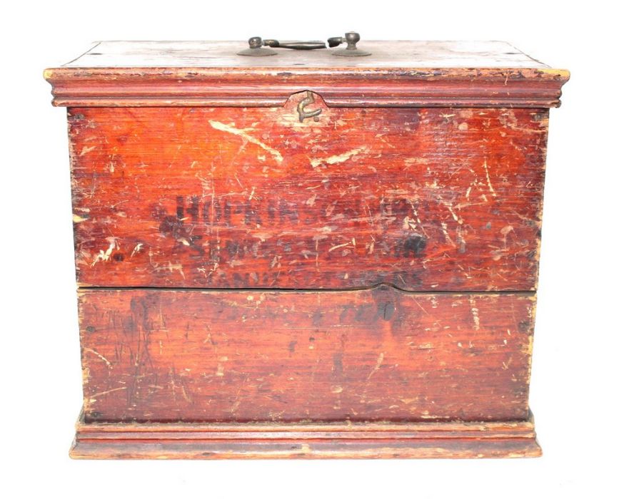 A late 19th Century Hopkinson Bros sewing machine within a wooden carry ...
