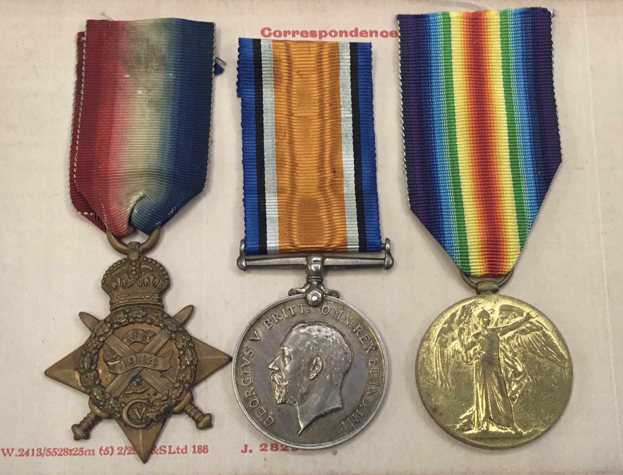 A WW1 1914 Star trio, awarded 9718 Pte / Sjt Alfred M. Agate of the ...
