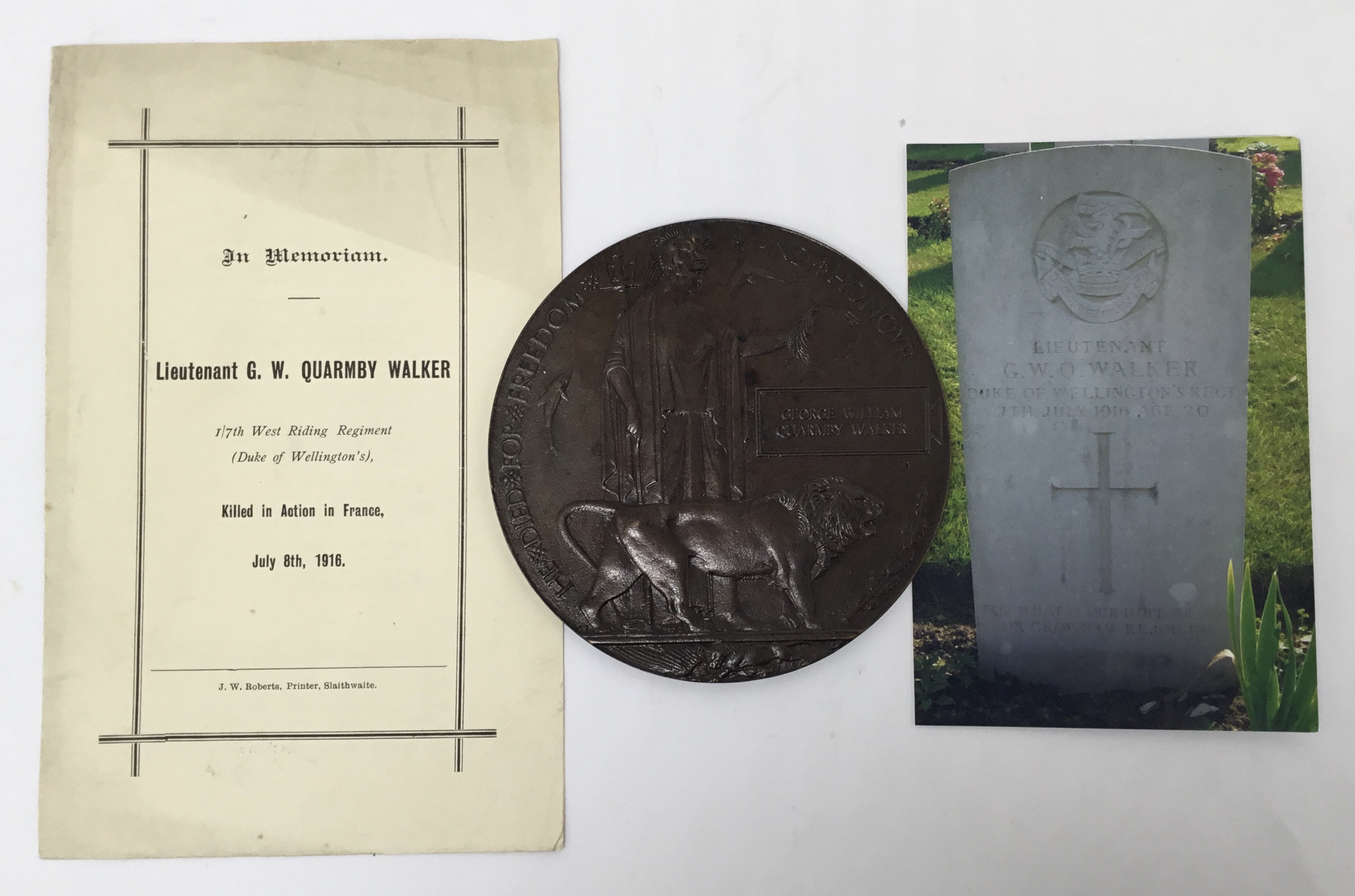 WW1 officer’s death plaque, commemorating Lieutenant George William ...