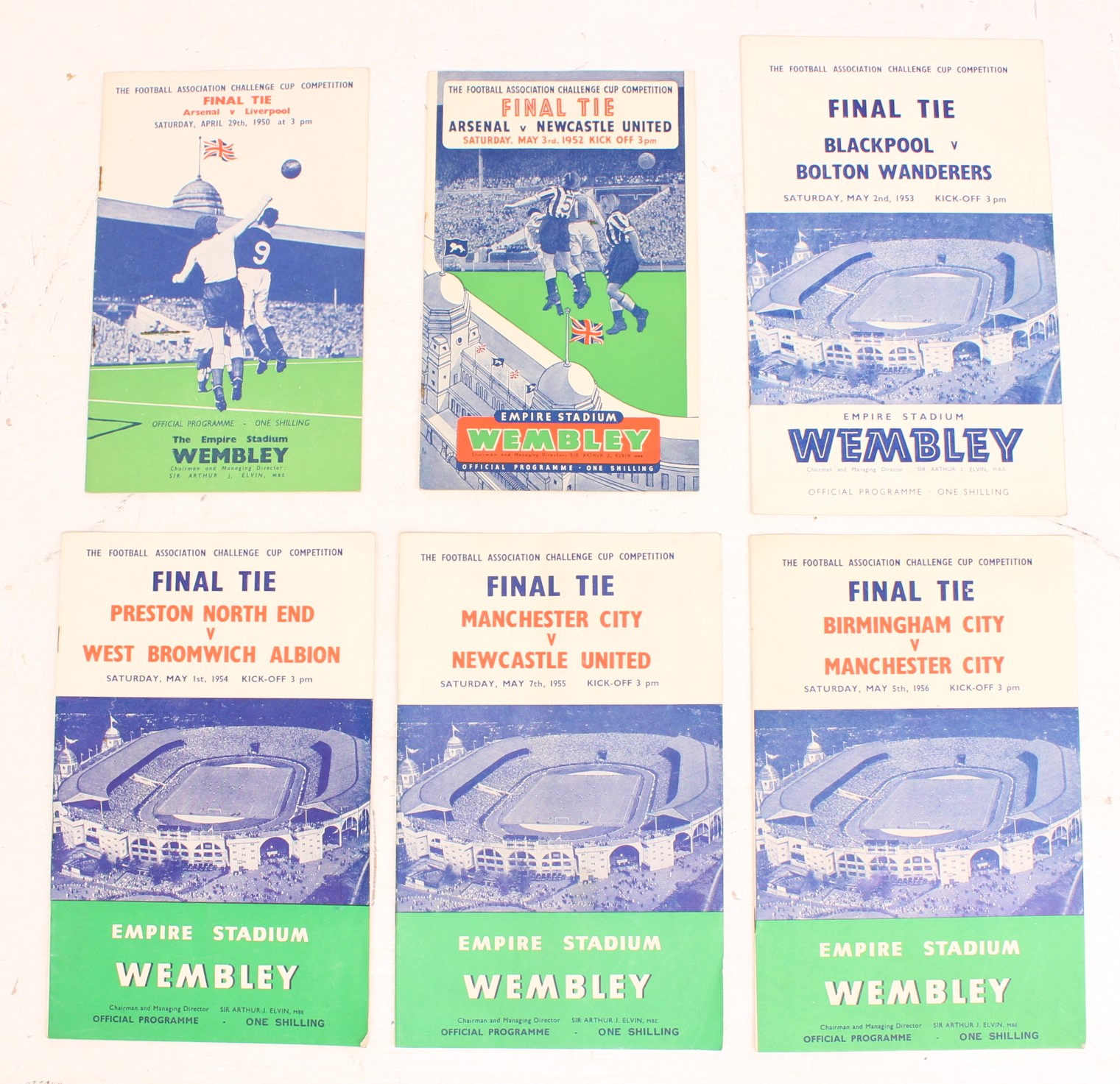 F.A. Cup: A collection of six F.A. Cup Final football programmes to ...