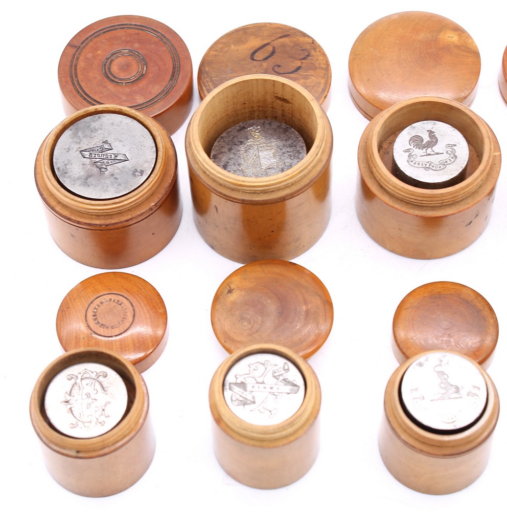 A collection of mainly 19th Century steel seals engraved with Crests ...