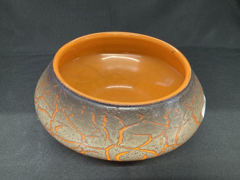 The Mavis and John Wareham Collection: Monart bowl orange cased silver ...