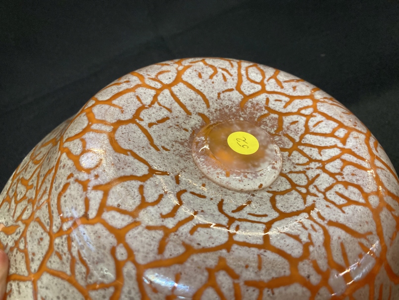 The Mavis and John Wareham Collection: Monart bowl orange cased silver ...