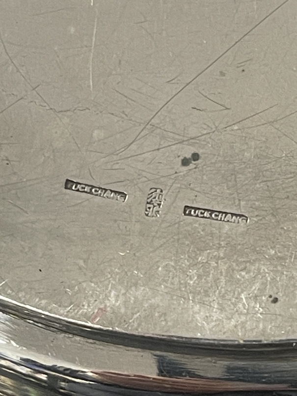 Chinese export silver salver c1900, with bamboo design, signed on the ...