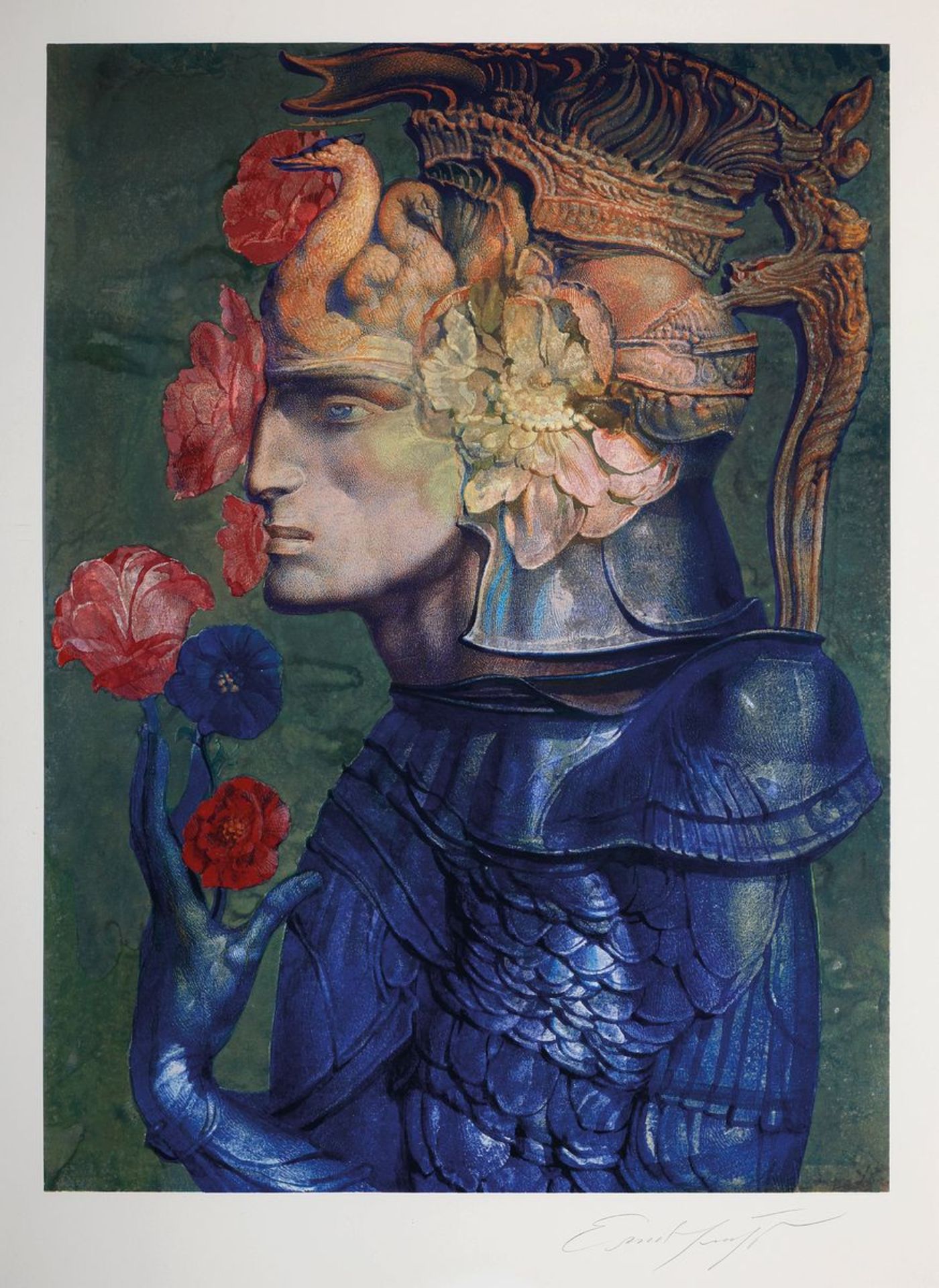 Ernst Fuchs, 1930 Wien-2015, Lohengrin, großformatige Farblithographie ...