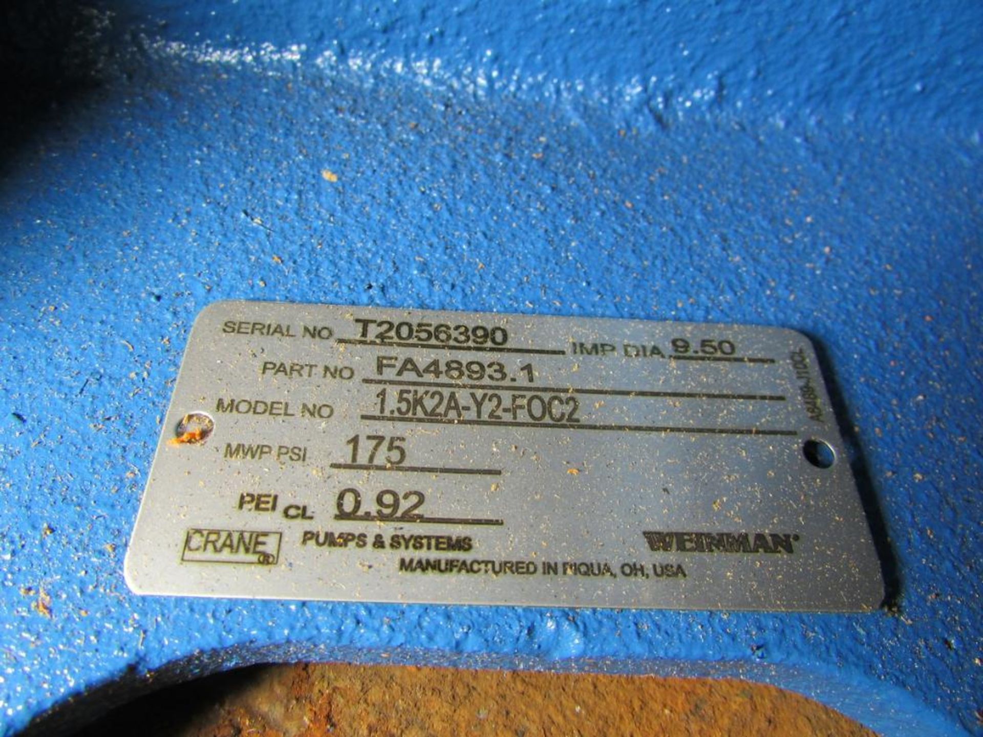 Crane Weinman 1.5K2A-Y2-F0C2 10HP Electric Centrifugal Pump