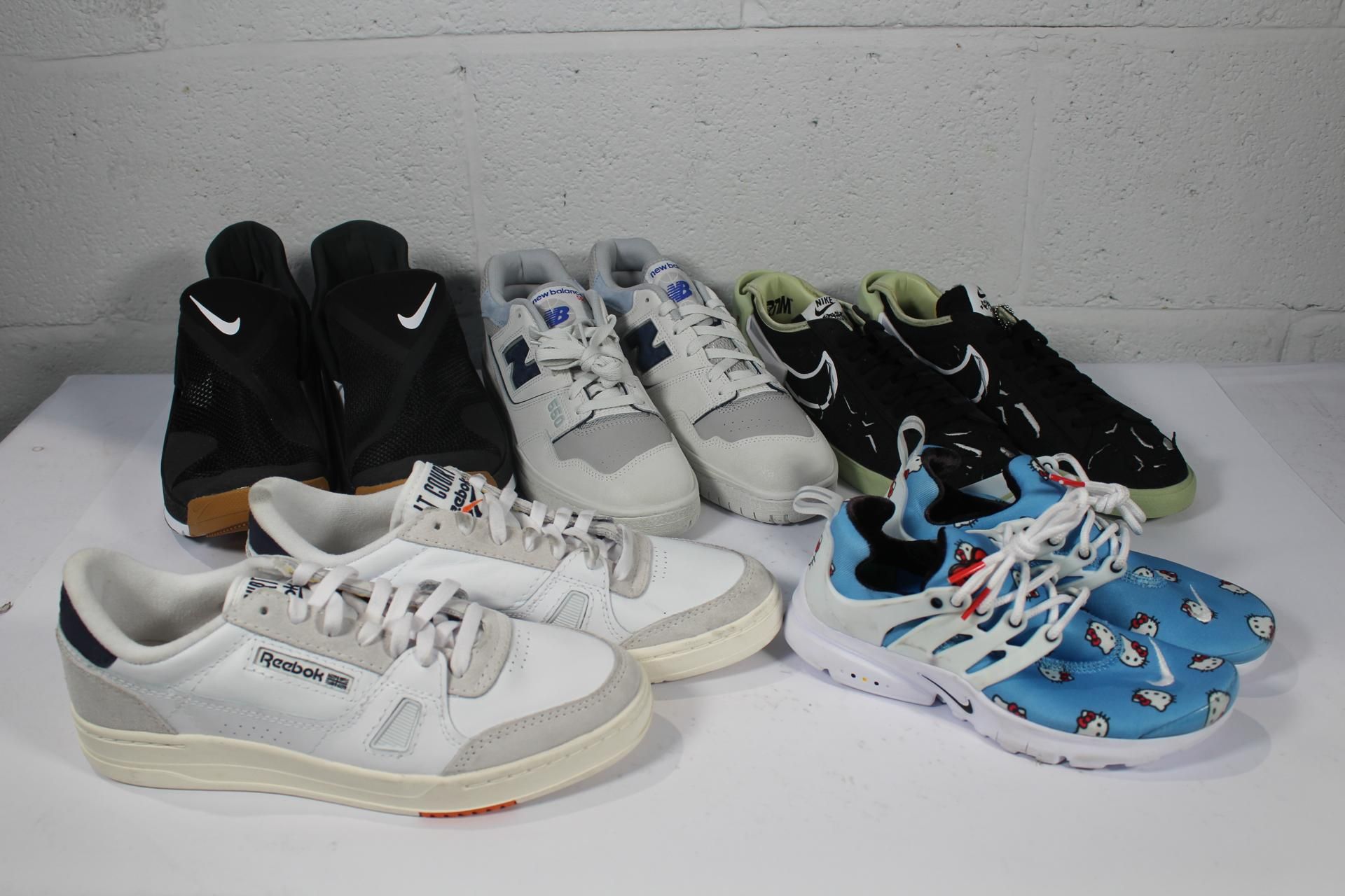 Five pairs of pre-owned trainers to include Nike, Reebok and New ...