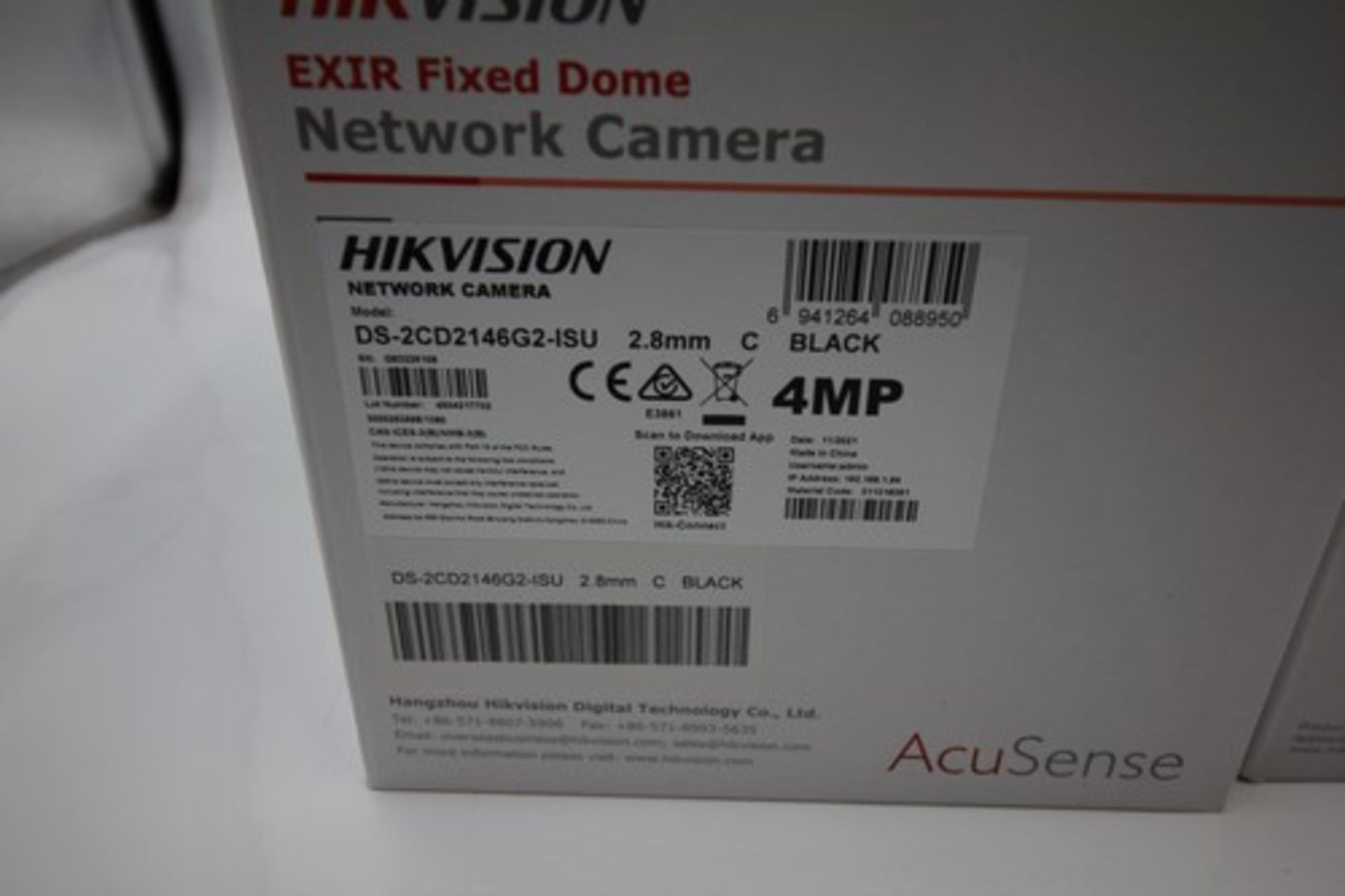 2 x Hikvision EXIR fixed dome 4MP CCTV cameras, Model DS-2CD2146G2-ISU ...