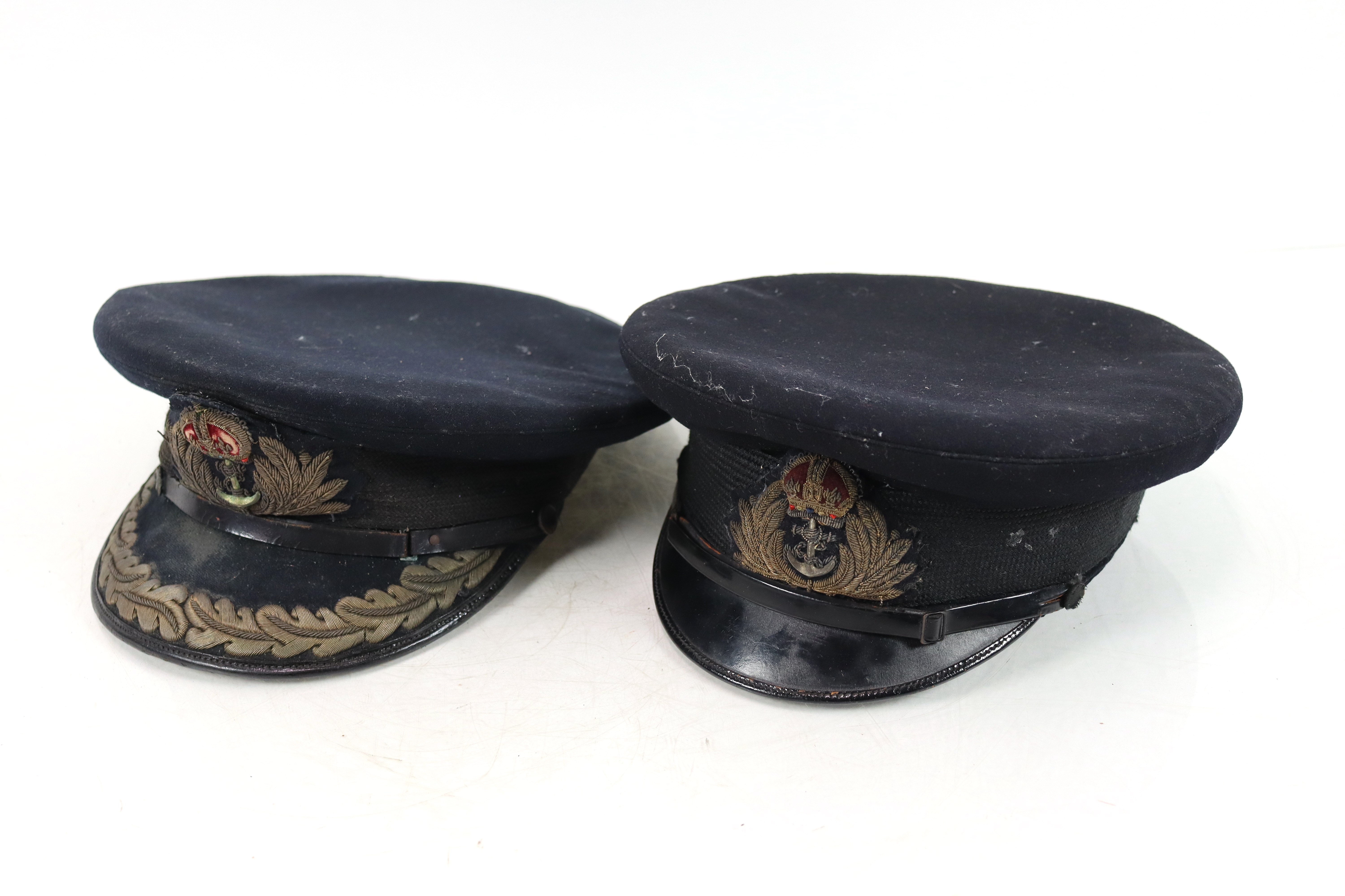 Two Royal Navy Officers peaked caps AF