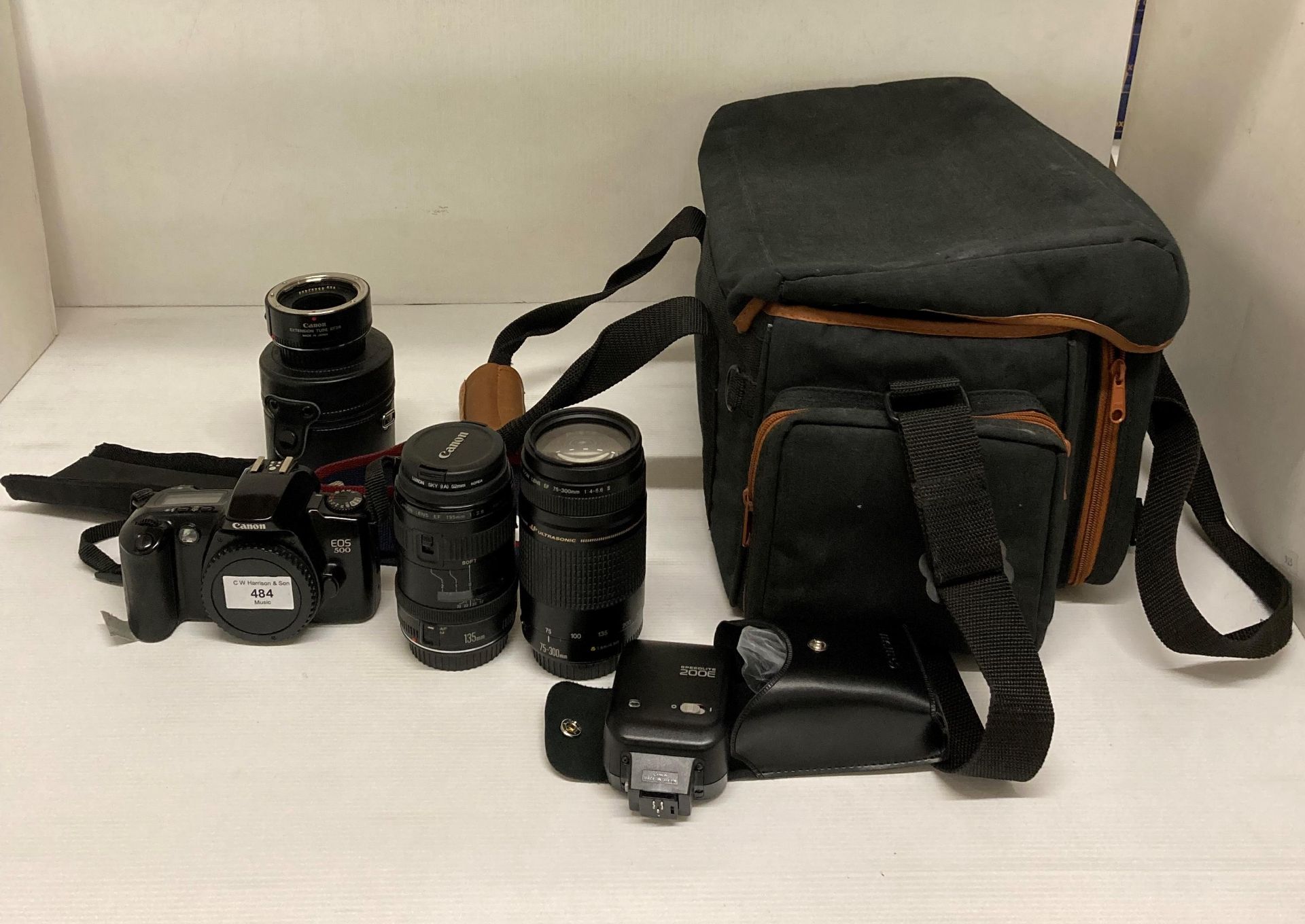 Canon E0S 500 camera with Canon zoom lens EF 75-300mm lens, Canon soft ...