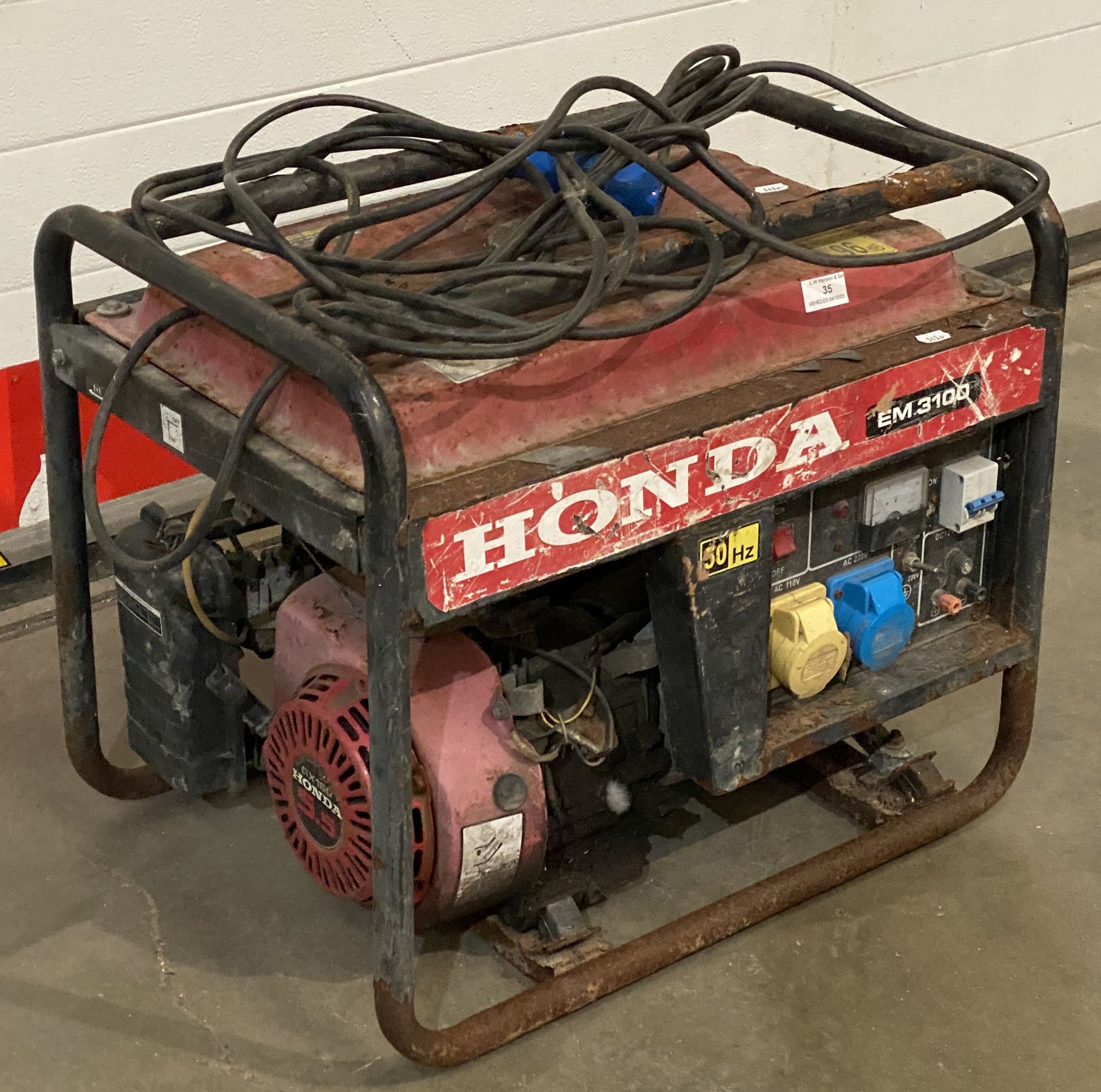 A Honda EM3100 50HZ portable petrol generator 110/220v (as viewed ...