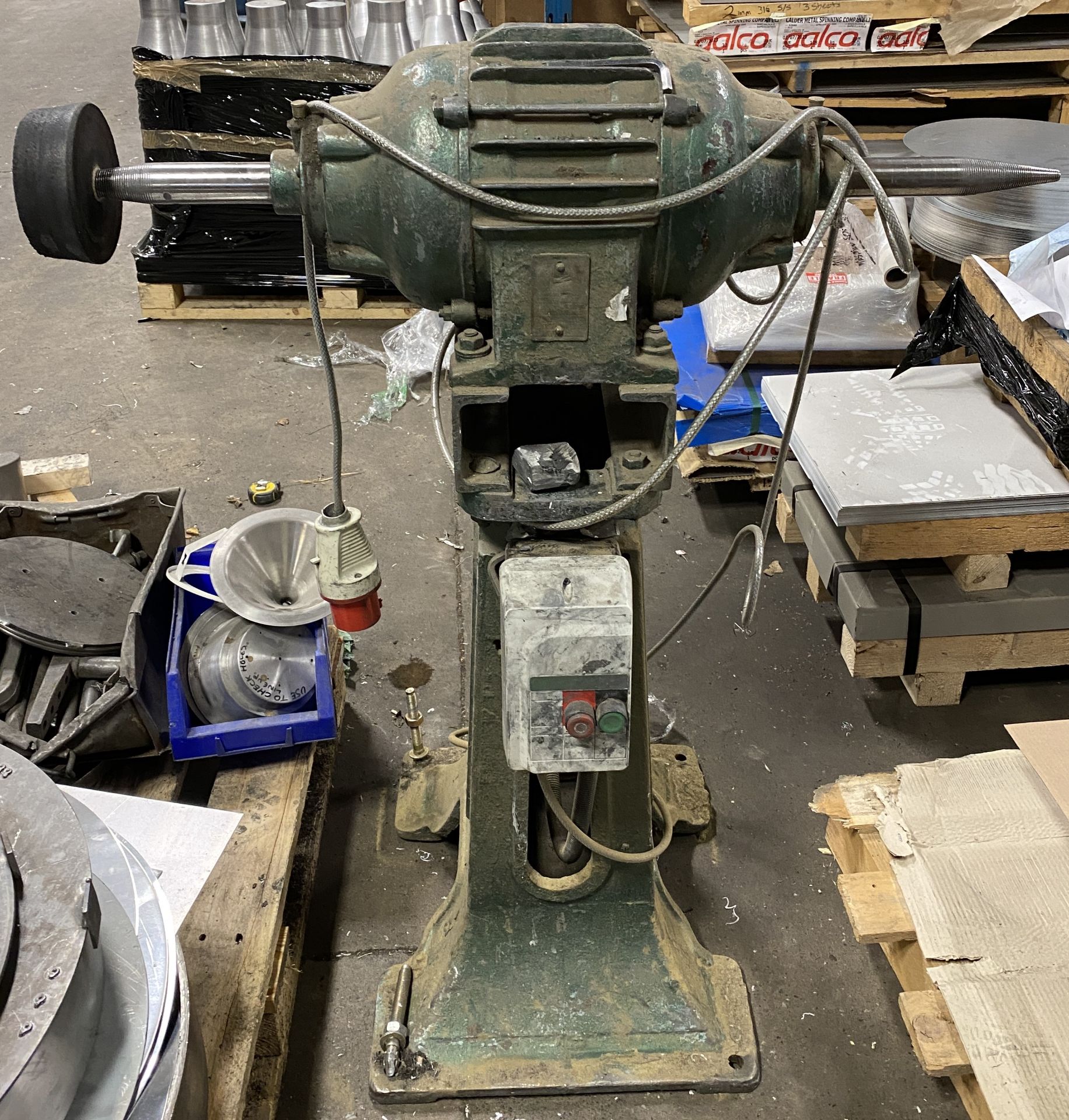 Canning double headed polishing machine fitted with tapered spindle ...