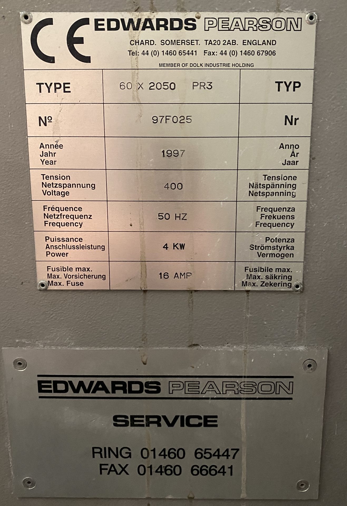 Edwards Pearson 60 X 2050 PR3 Press Brake. sn. 97F025, YOM 1997, 3 ...