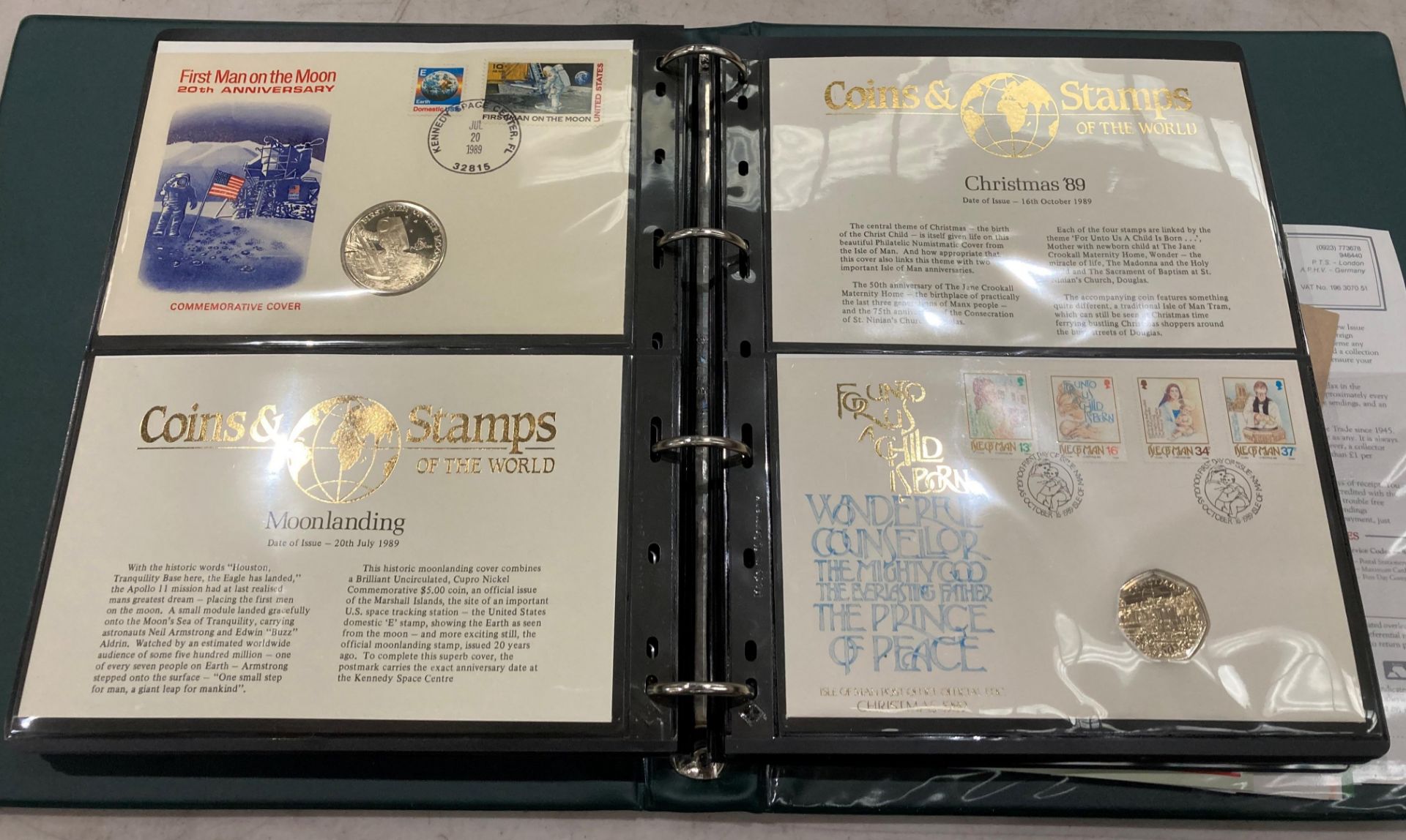 Two coins and stamps of the world albums featuring GB & World coin and ...