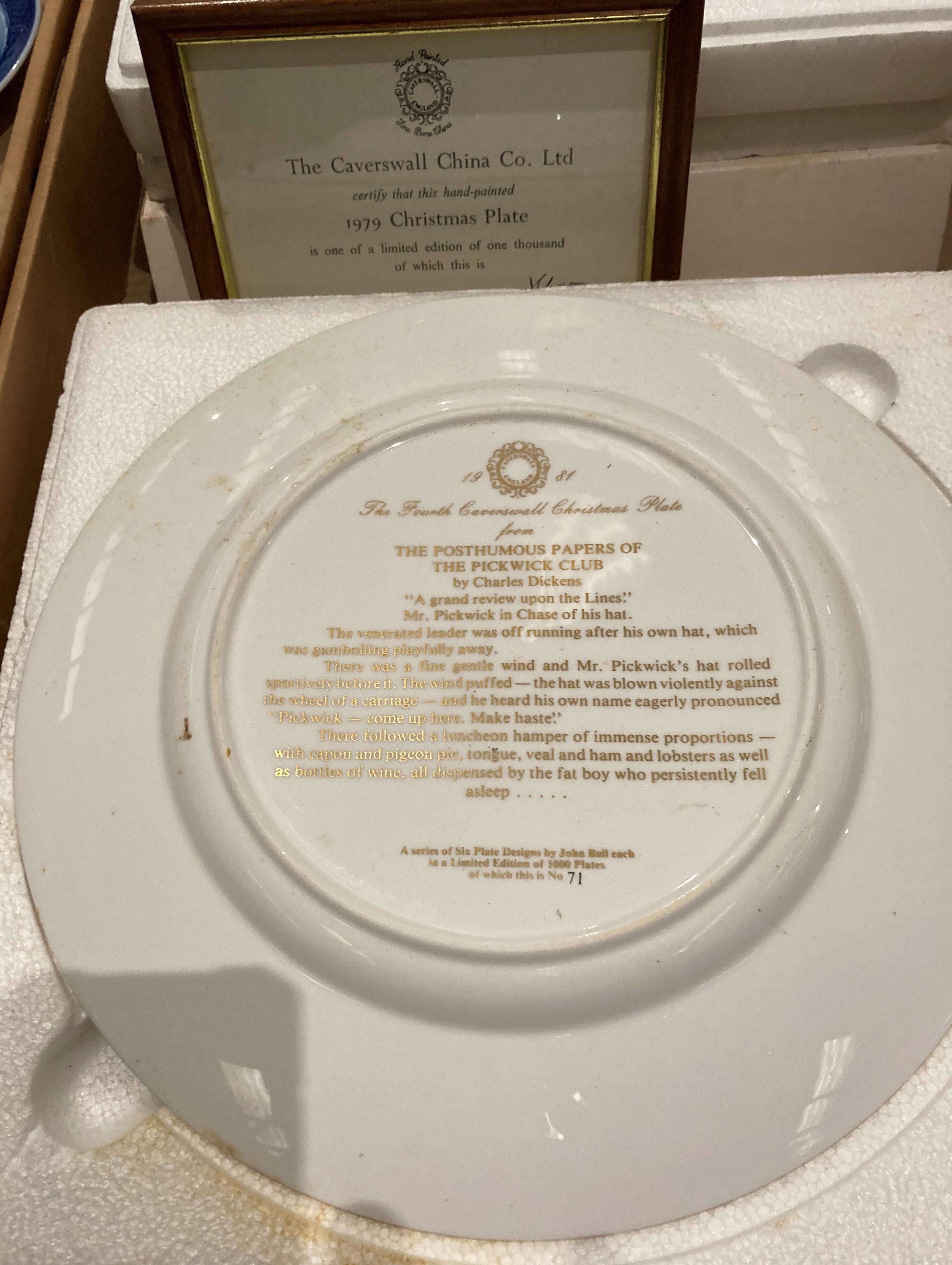 Three Caverswall China Co Limited Edition hand-painted Christmas plates ...