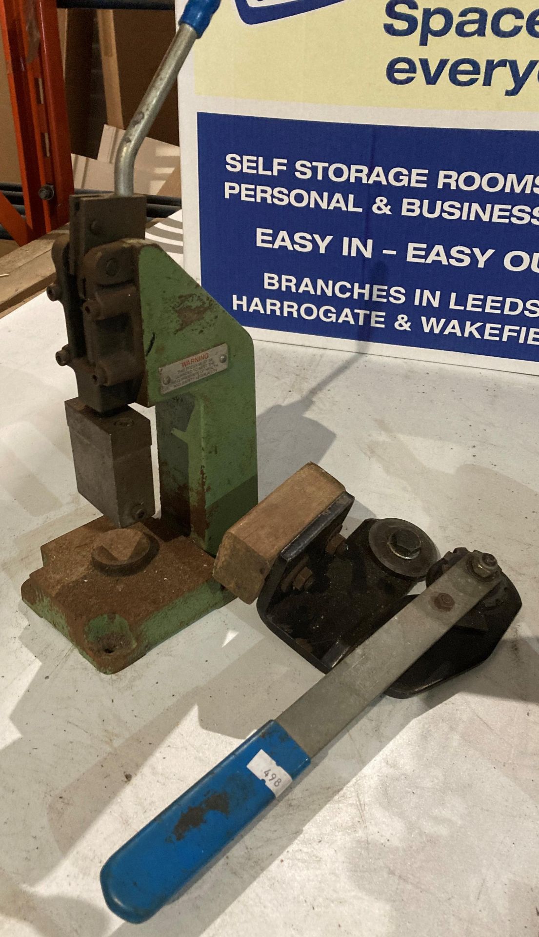 Skyes & Pickavant manual sheet cutter and a manual bench-mounted press ...