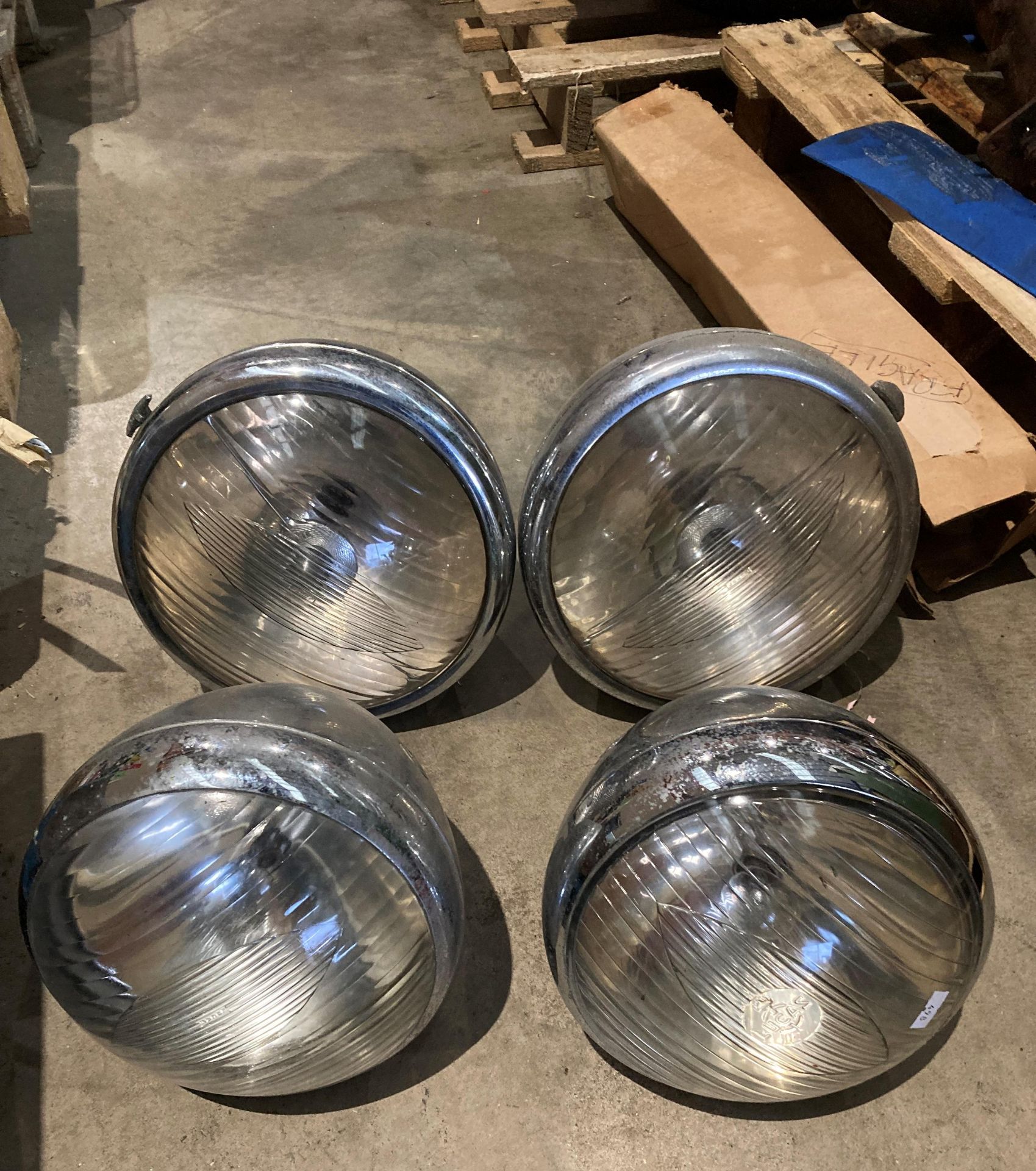 A pair of Lucas MB166 vintage headlights and a matching pair of Lucas ...