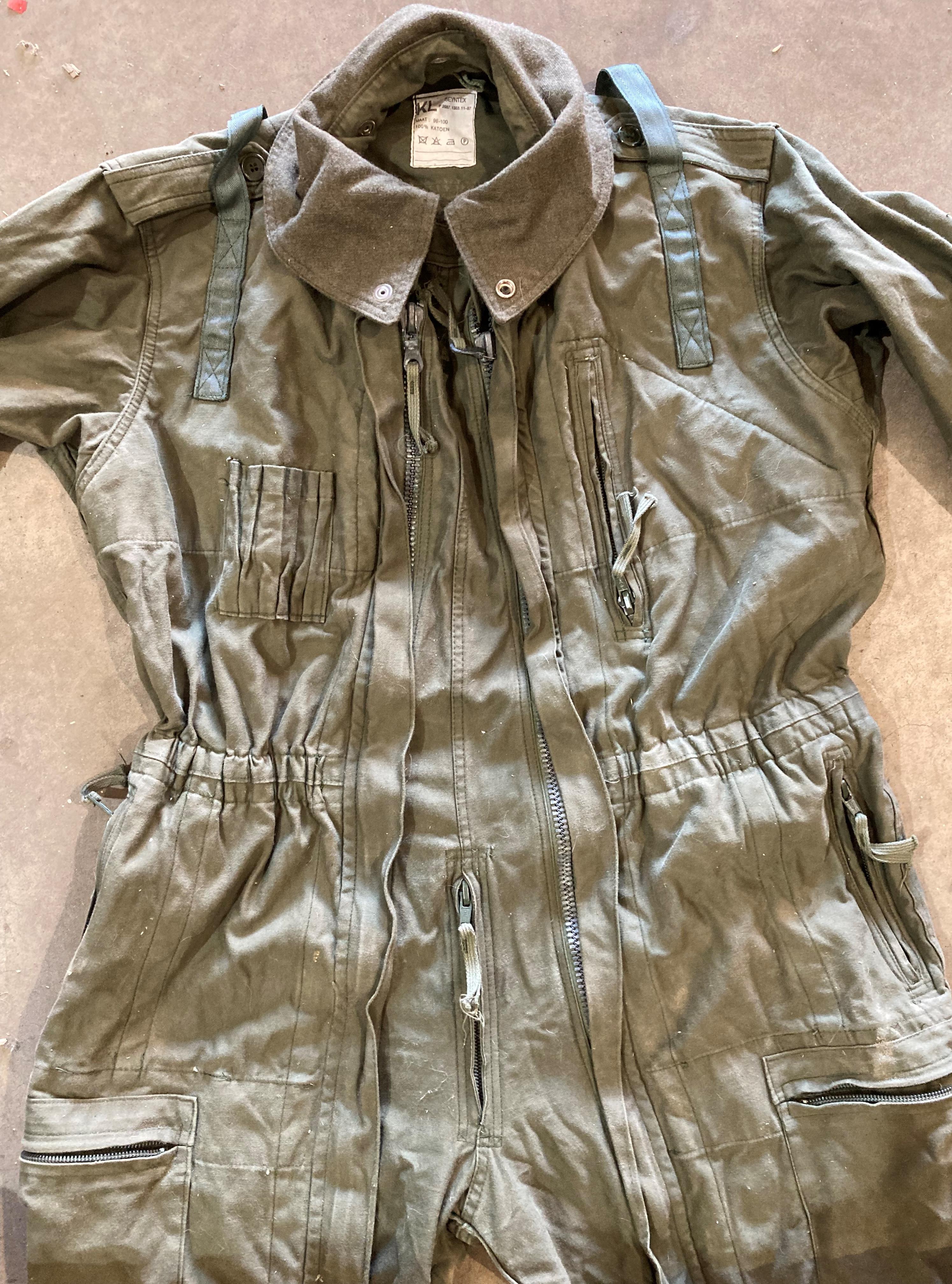 Pair of military green tank overalls with internal badge KL Seyntex ref ...