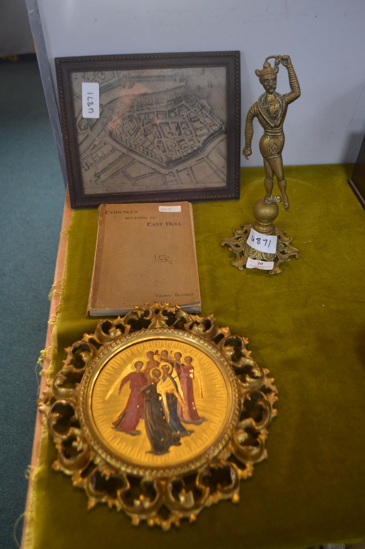 Vintage Hull Items, Carved Religious Panel, etc.
