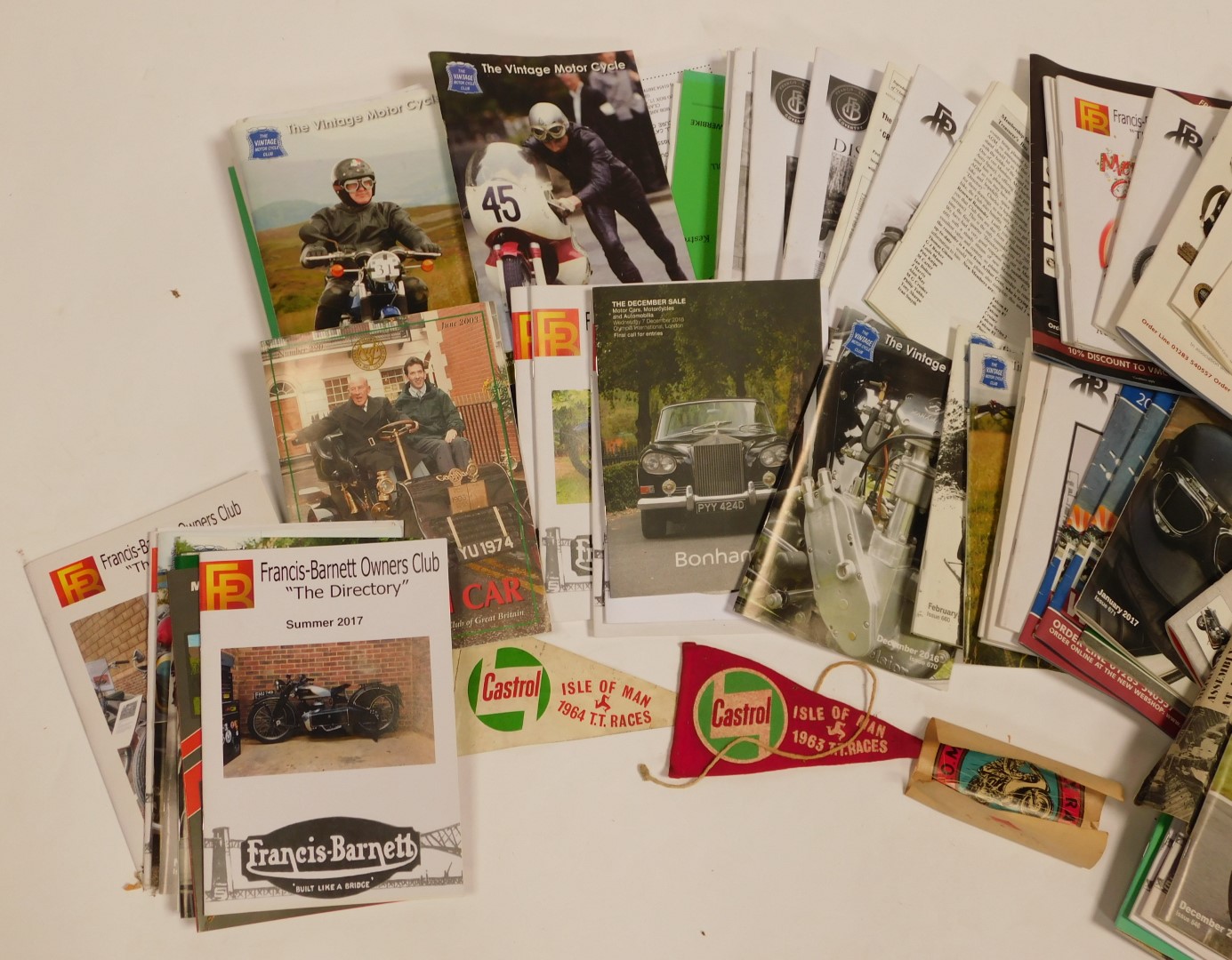 Two Castrol Isle of Man TT Races pennants 1963 and 1964, transfer ...
