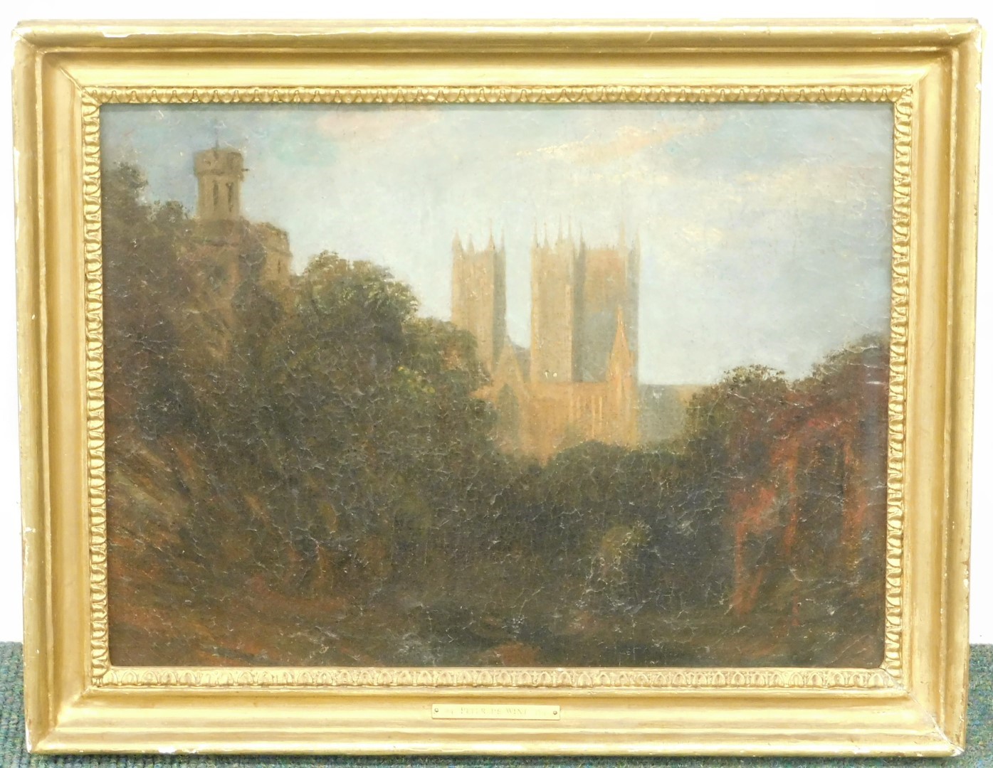 Peter De Wint (1784-1849). Lincoln Cathedral from Castle Moat, oil on ...