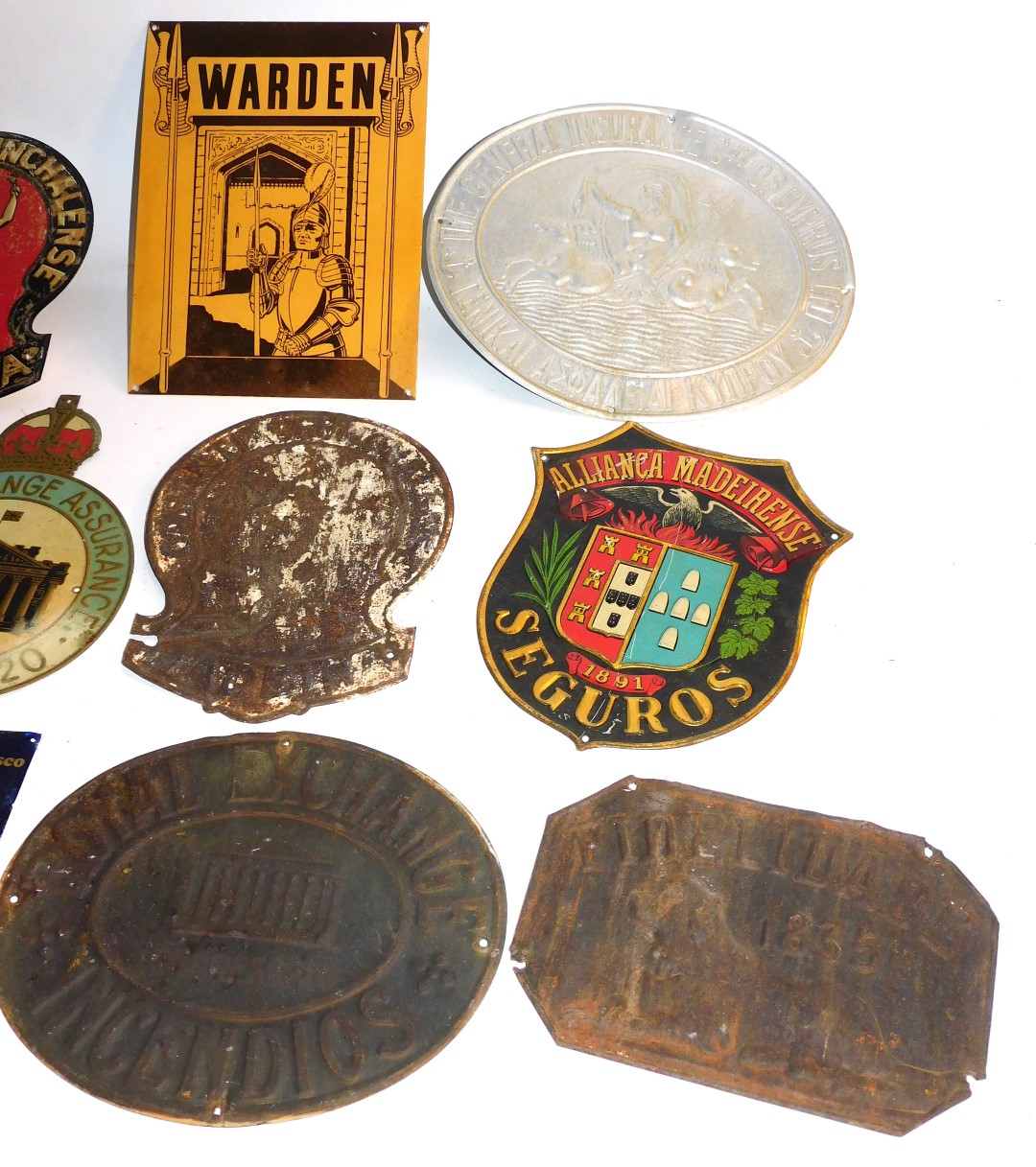 A collection of various overseas fire marks, including Allianca ...