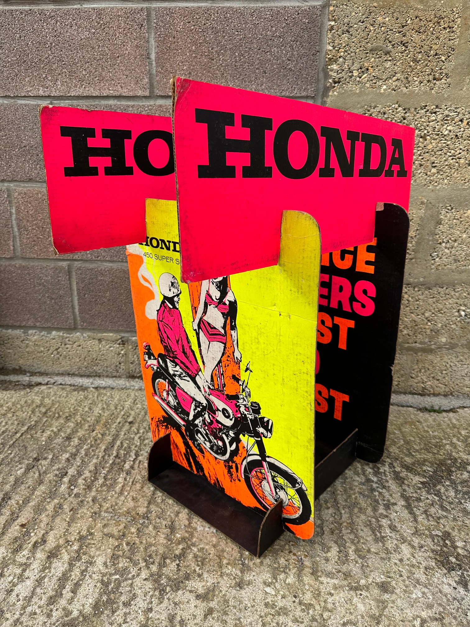 A Honda cardboard advertising display, probably late 1970s.