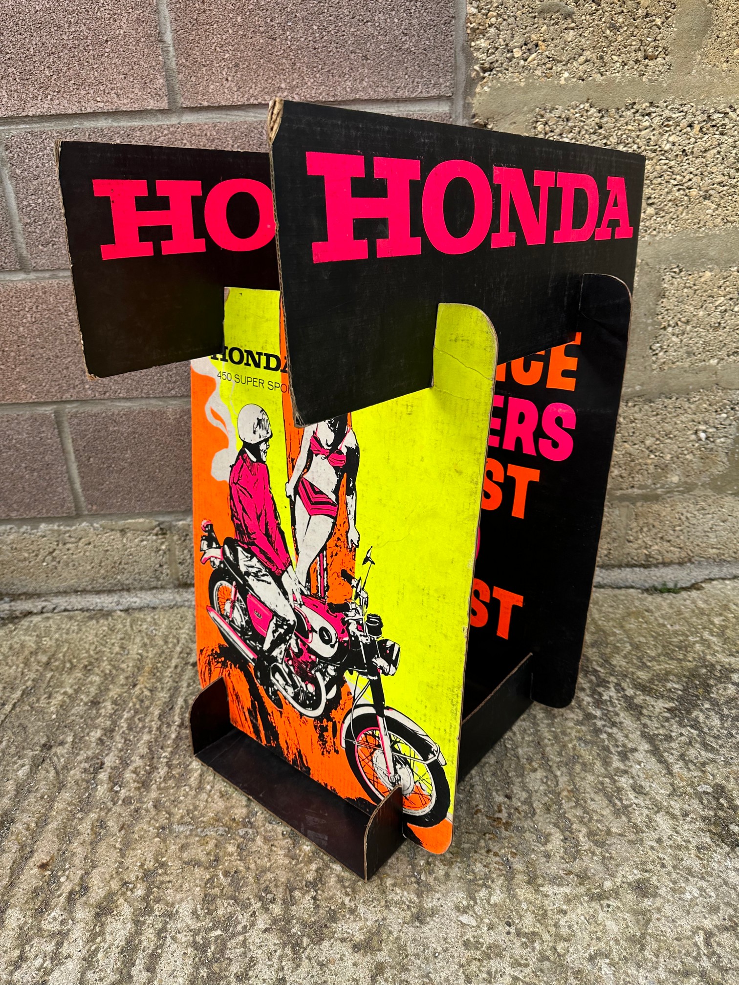 A Honda cardboard advertising display, probably late 1970s.