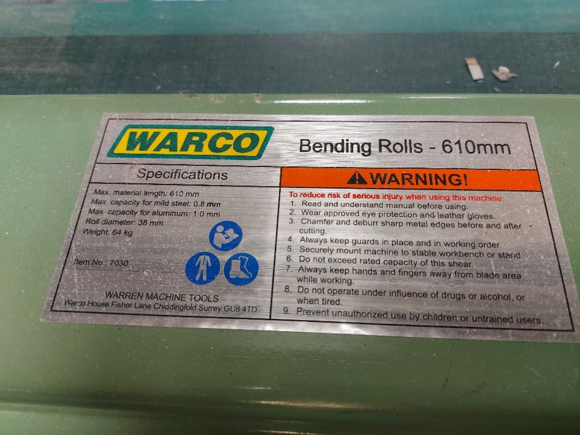 Warco Bending Rolls 610mm Sheet Metal Roller