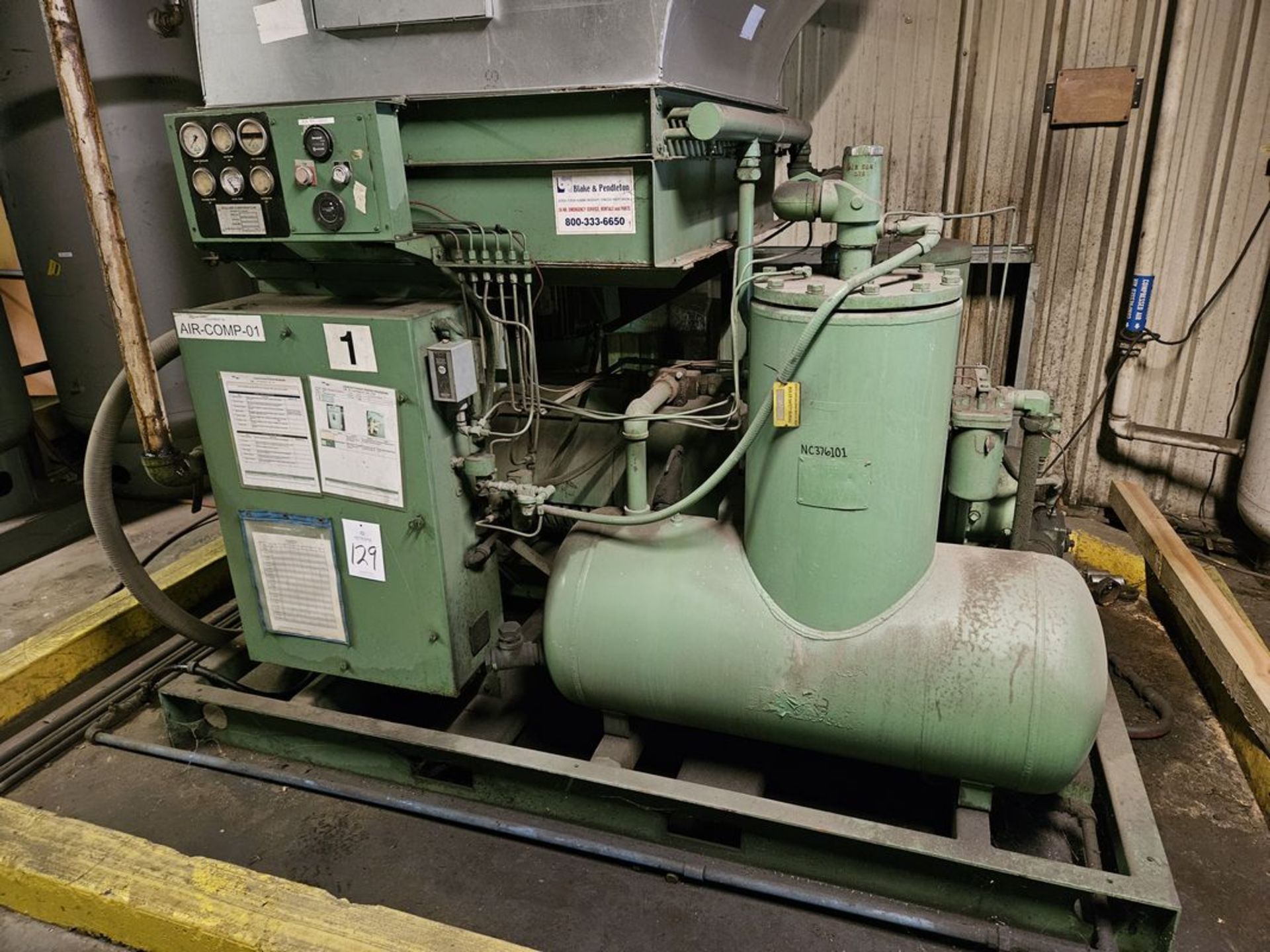 Sullair 20-100H ACAC 100-HP Rotary Screw Air Compressor, S/N 003-65611 ...