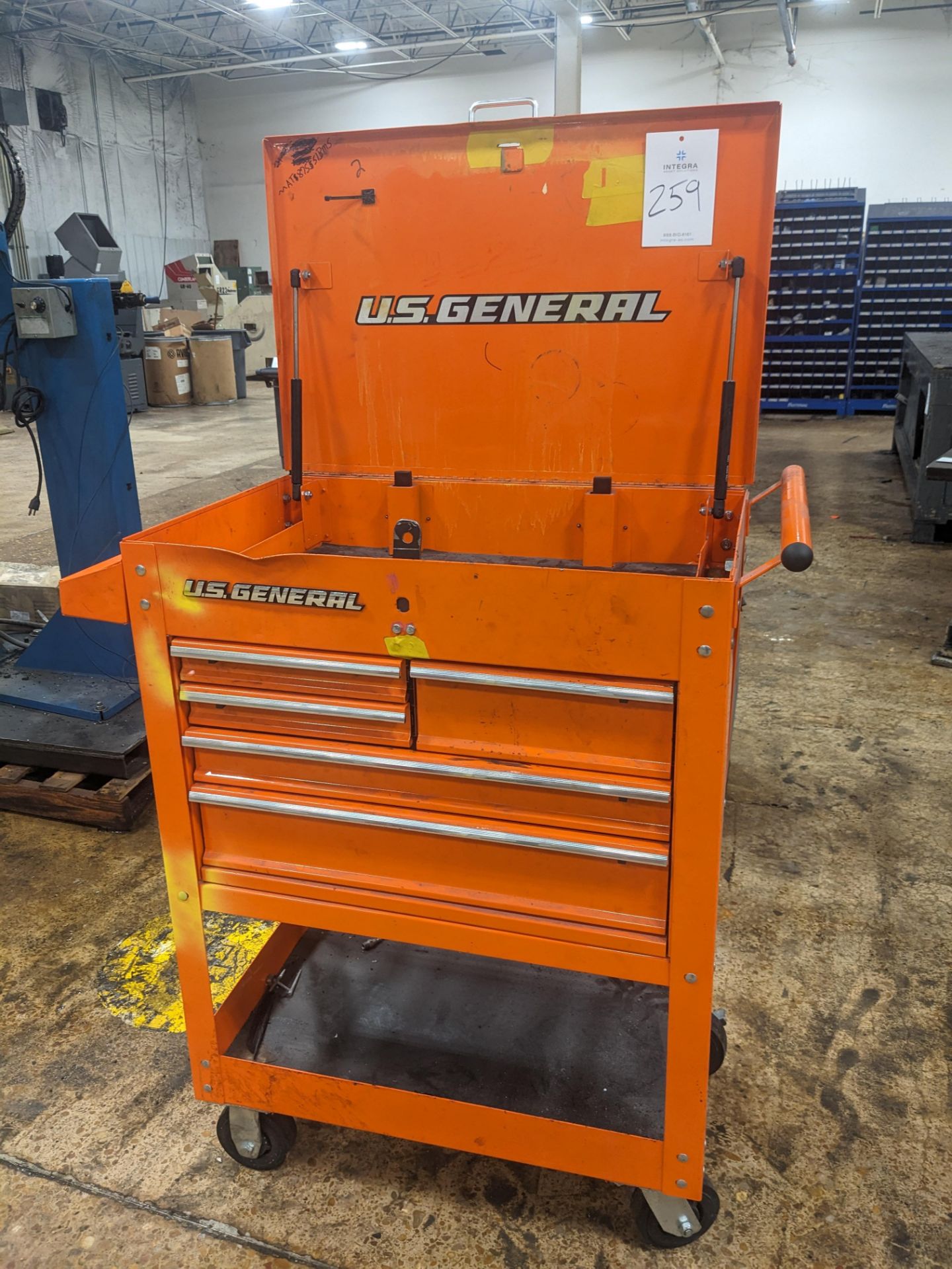 US General 5-Drawer Rolling Tool Cabinet, with Open-Top Compartment