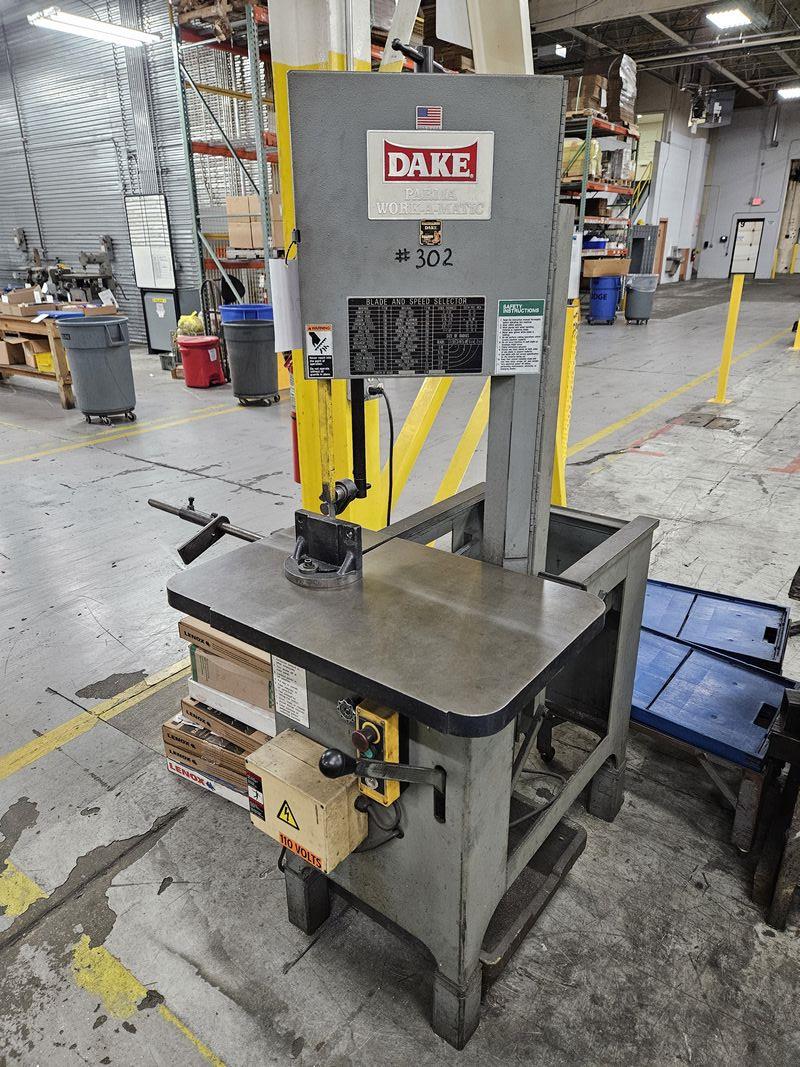 Dake SXC Parma Work-A-Matic Vertical Band Saw, S/N 203799, 18" x 29 ...