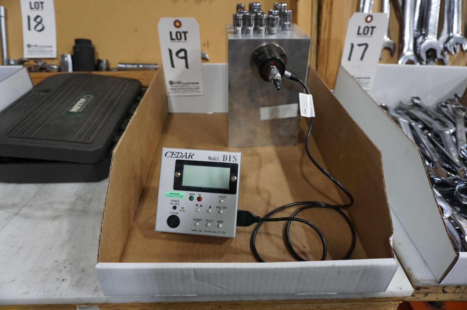 LOT TO INCLUDE: CEDAR MODEL DIS DIGITAL TORQUE TESTER WITH REMOTE AND ...