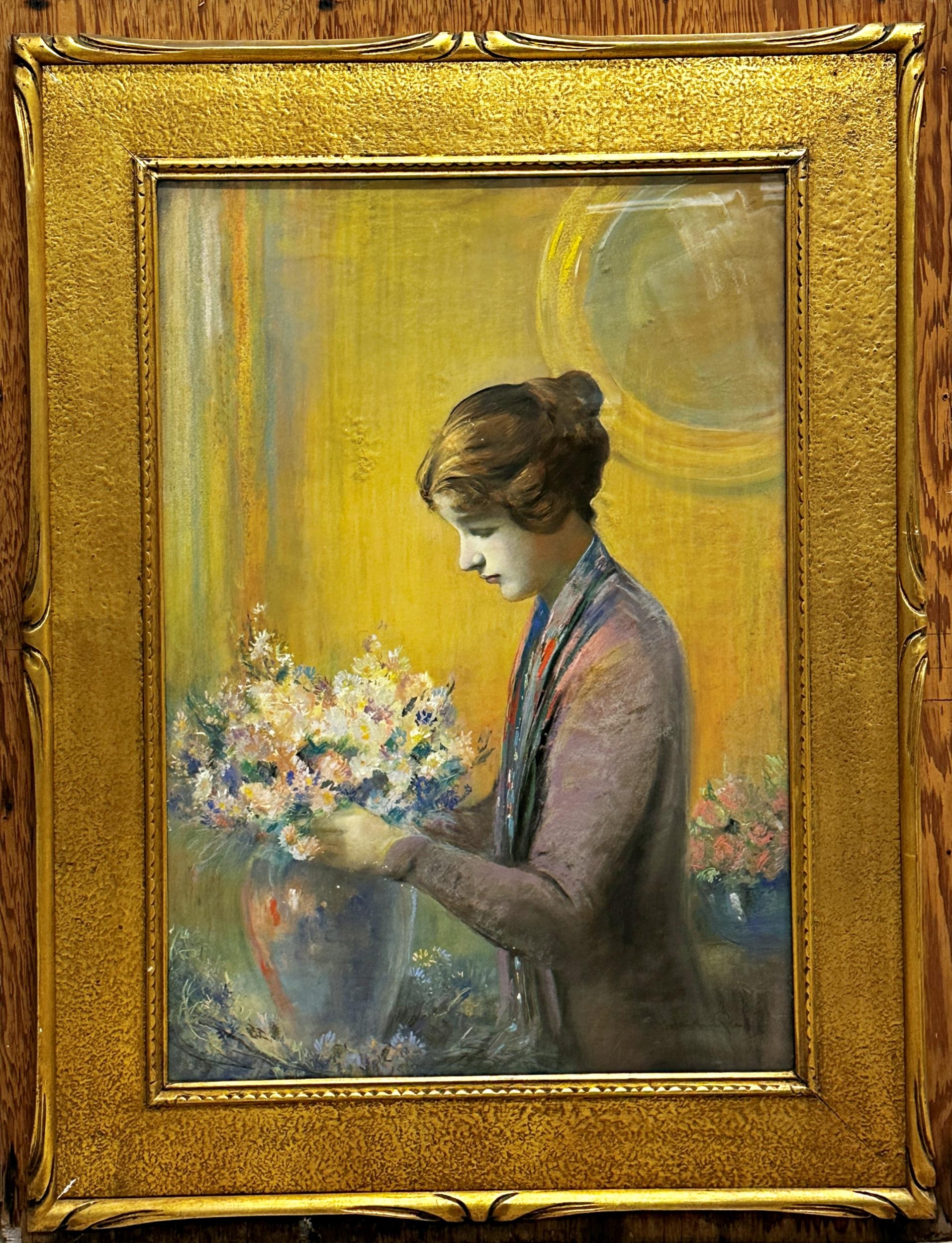 Edward Handley-Read (British 1870-1935) - A lady arranging flowers ...