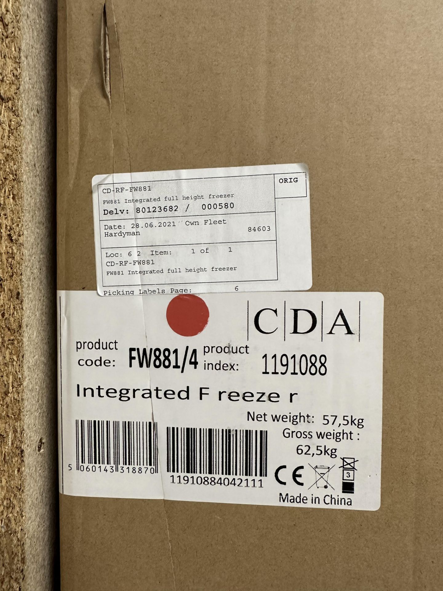 New CDA Integrated 204L Manual Defrost Tall Freezer Model: FW881 RRP£ ...