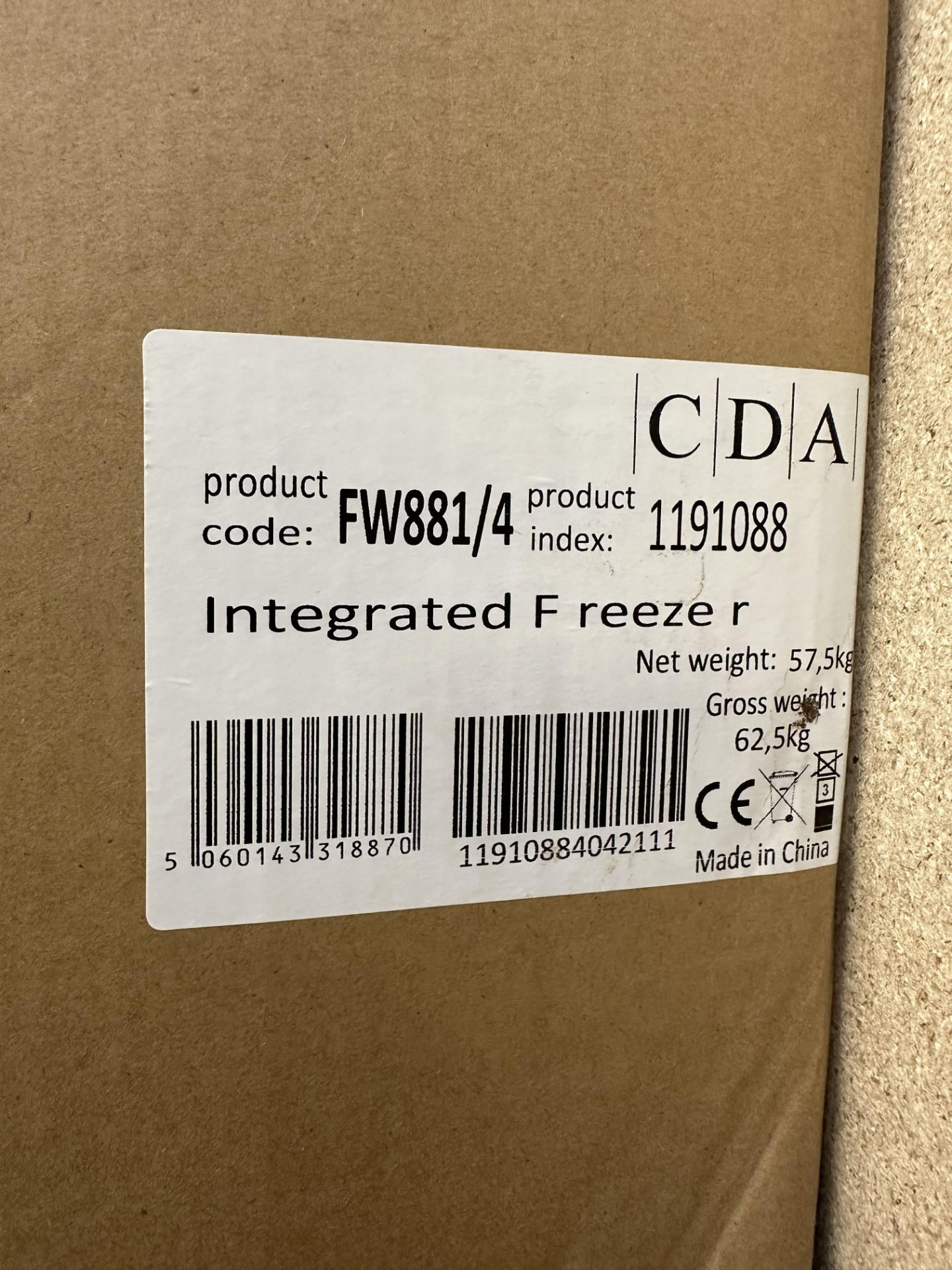 New CDA Integrated 204L Manual Defrost Tall Freezer Model: FW881 RRP£ ...