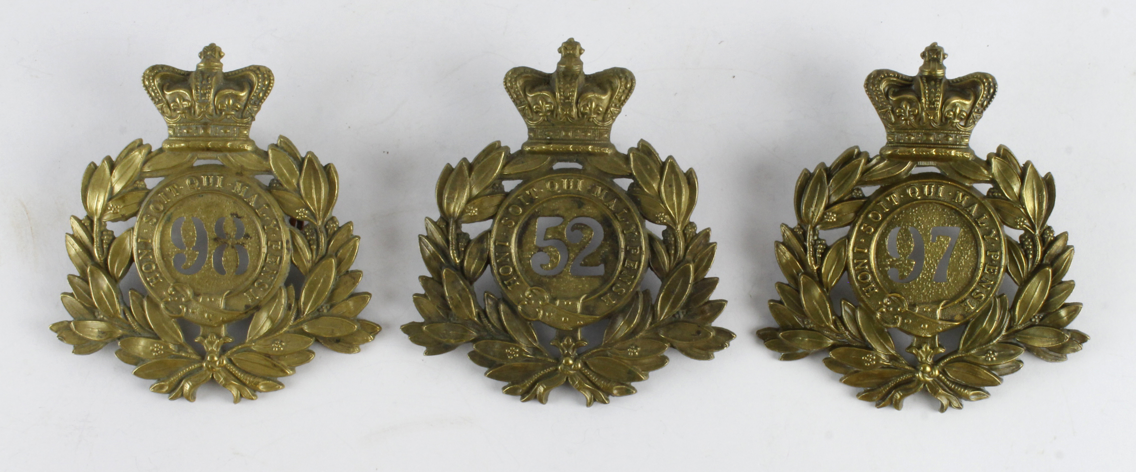Shako Plates, last pattern, No's 97, 52, and 98. (3)