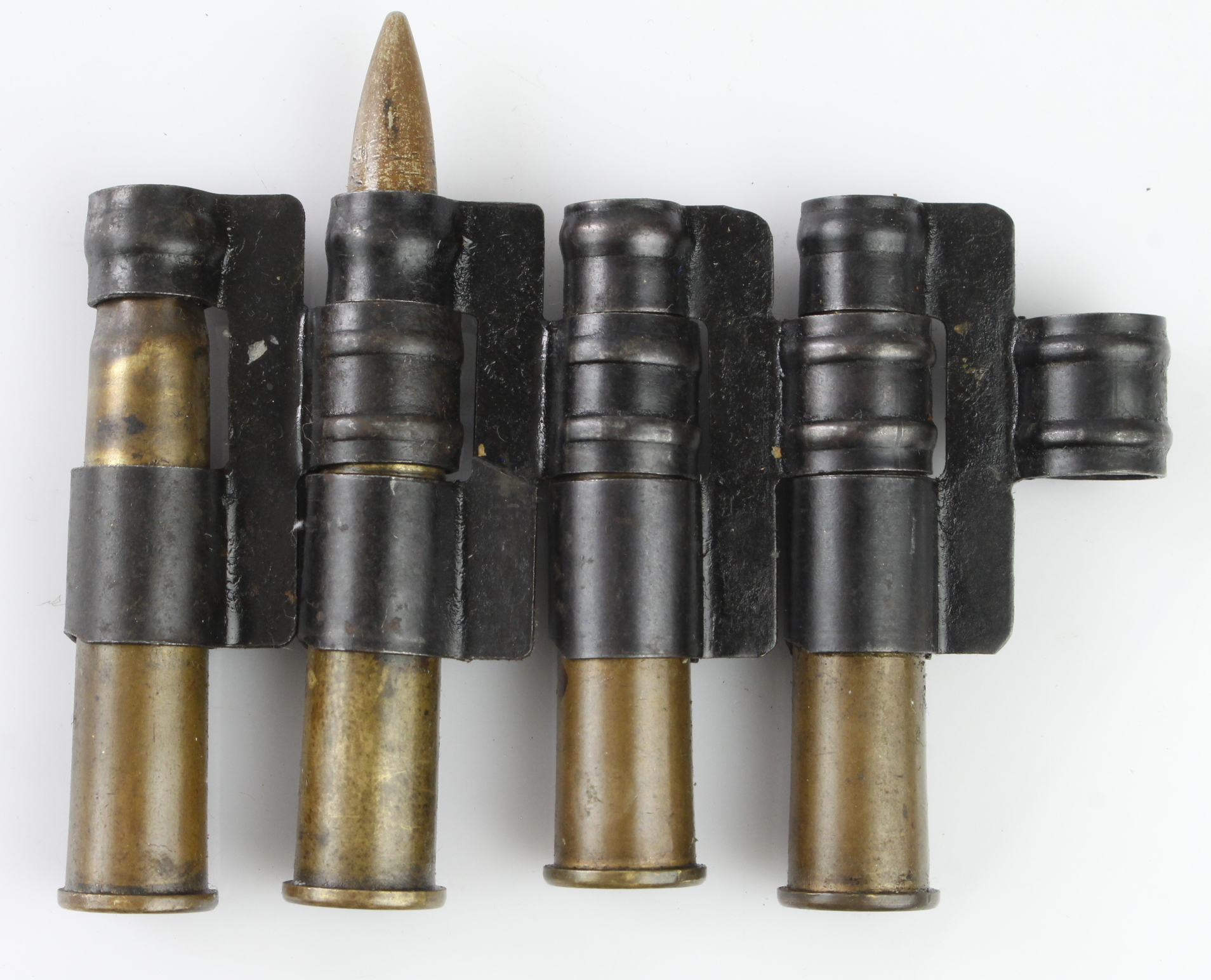 Aviation a scarce .303 strip from a WW1 Maxim Aircraft belt 3x round ...
