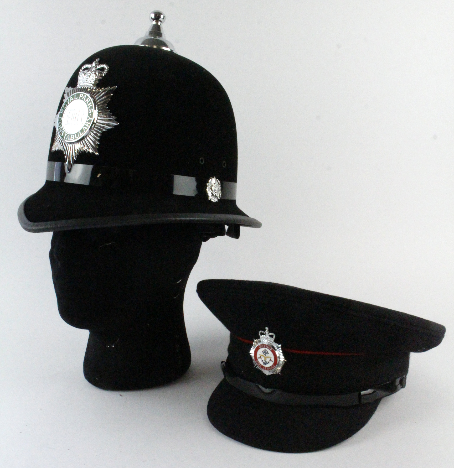 Royal Parks Constabulary Helmet & Defence Fire Service peaked cap. Rare