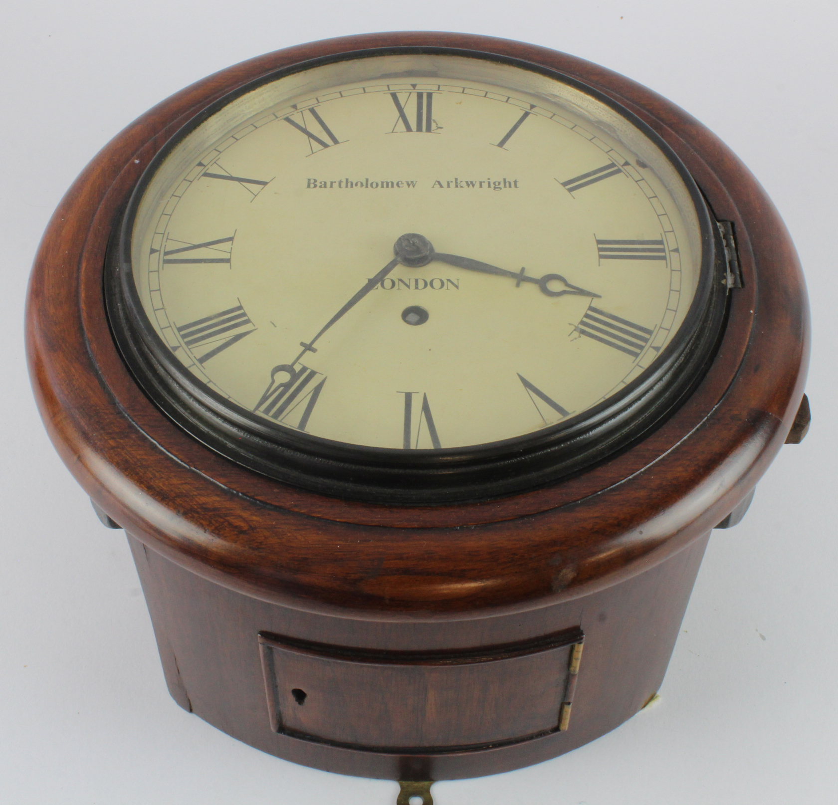 Mahogany cased fusee movement wall clock, dial reads 'Bartholomew ...