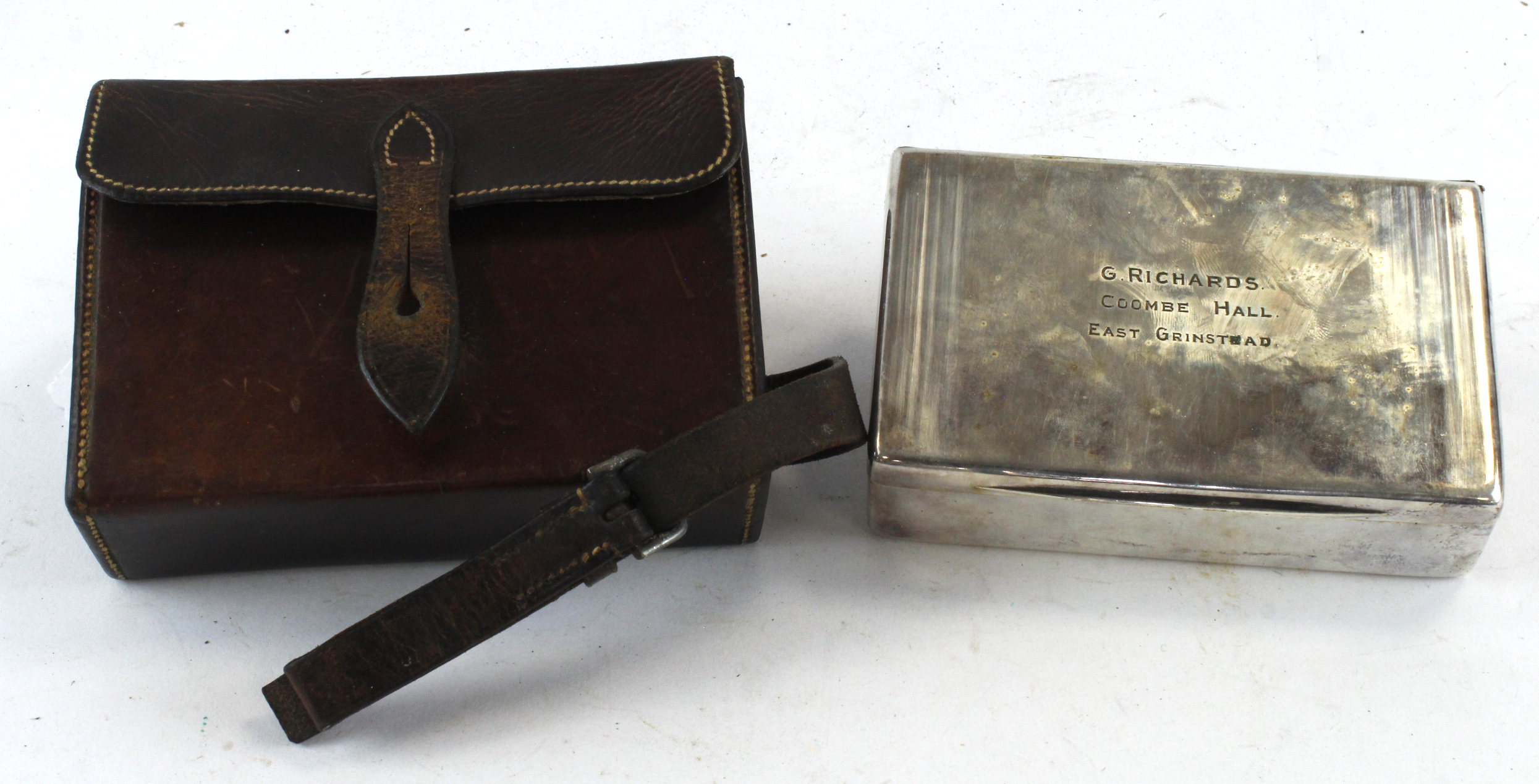 WW1 officers sandwich box stamped G Richards, Coiombe Hall, East ...